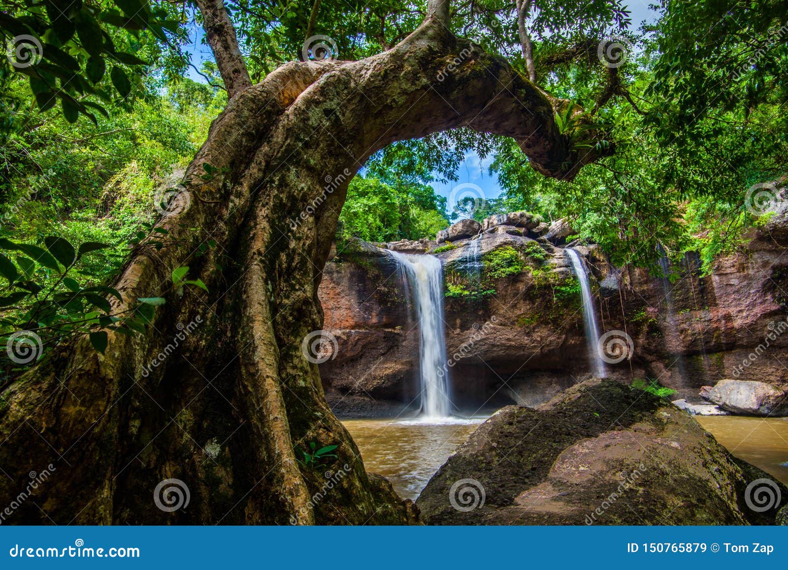Heaw suwat waterfall stock image. Image of heaw, rock - 150765879