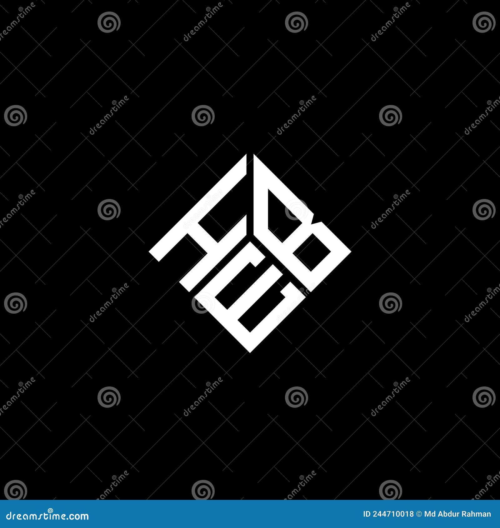 HEB Letter Logo Design on Black Background. HEB Creative Initials ...