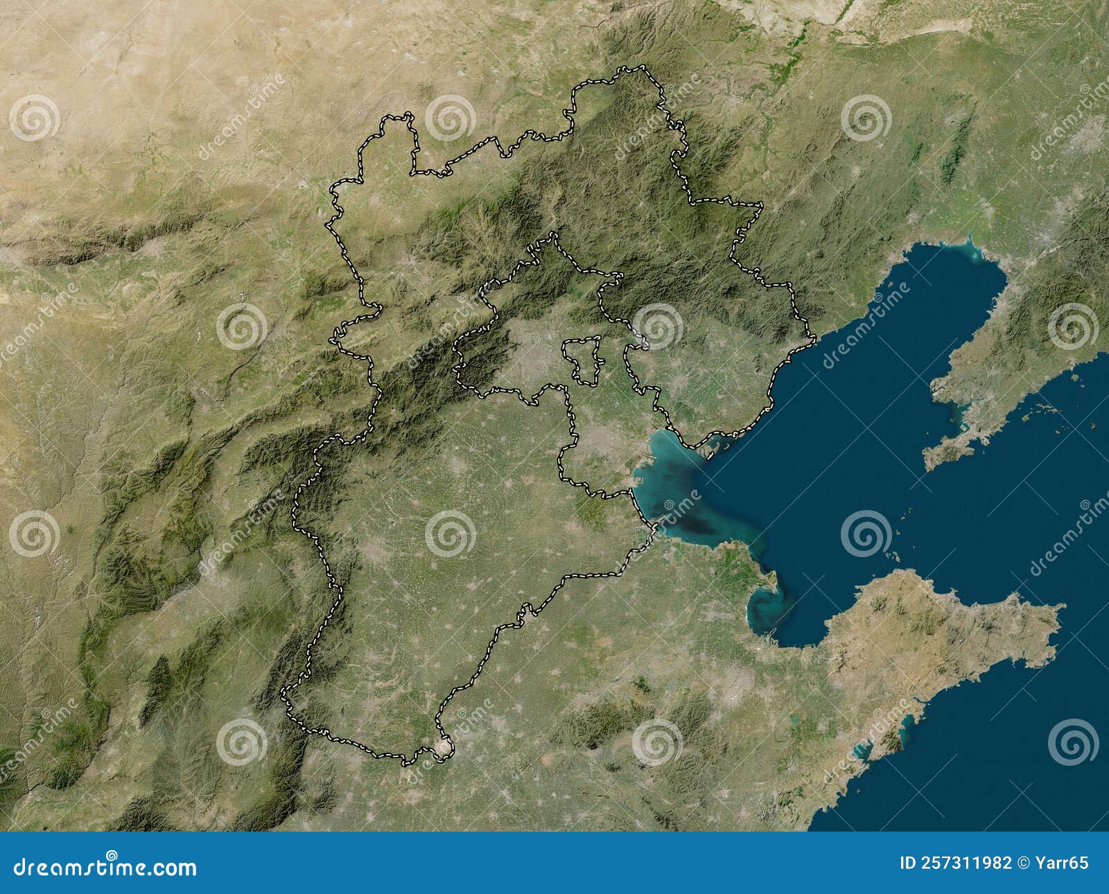 Hebei, China. Low-res Satellite. No Legend Stock Photo - Image of ...