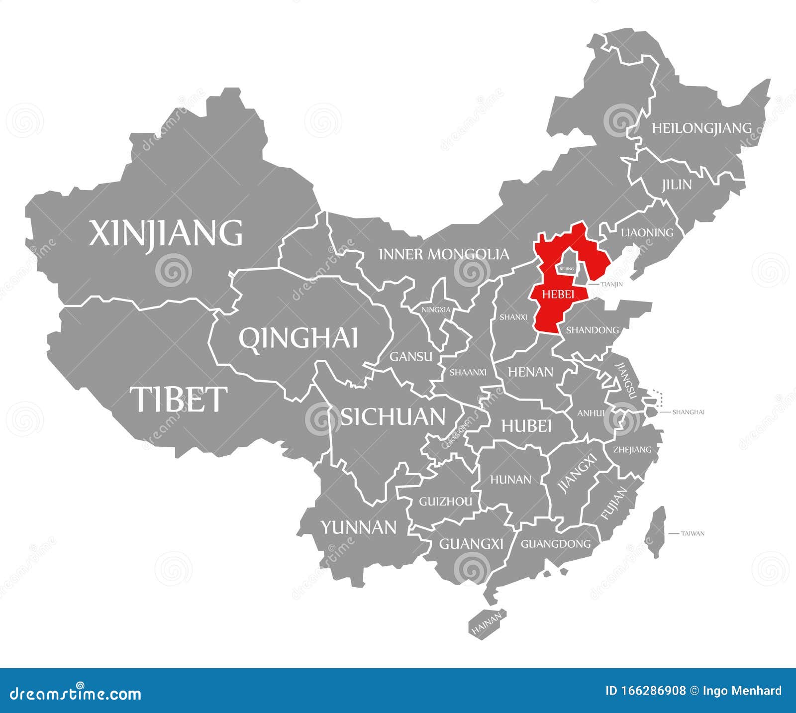 Hebei Red Highlighted in Map of China Stock Illustration - Illustration ...