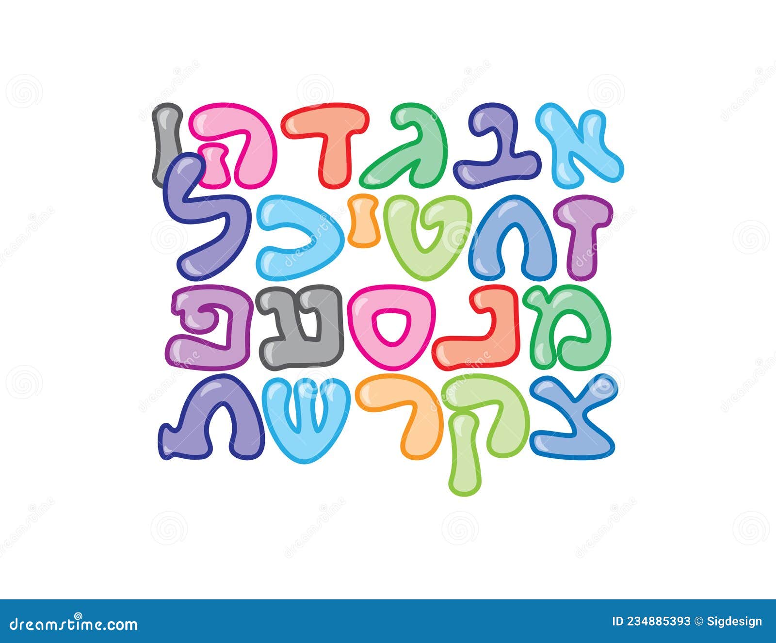 Colorful Hebrew Alphabet Letters, Hebrew Cartoon Font | CartoonDealer ...