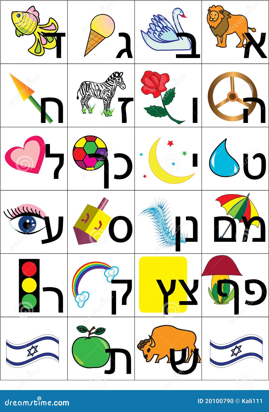 Hebrew Alphabet Colored. Hebrew Font Multicolored Letters. Purim ...
