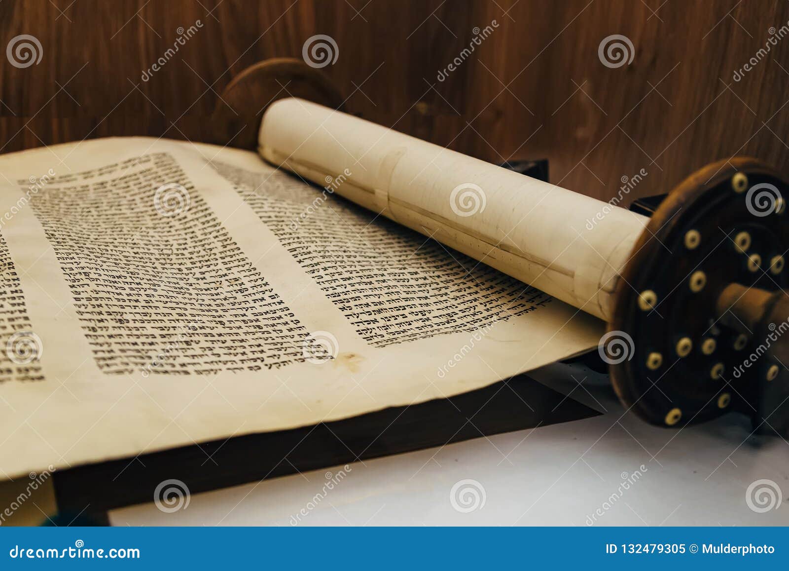 Hebrew Religious Handwritten Torah Parchment Scroll Stock Image - Image ...