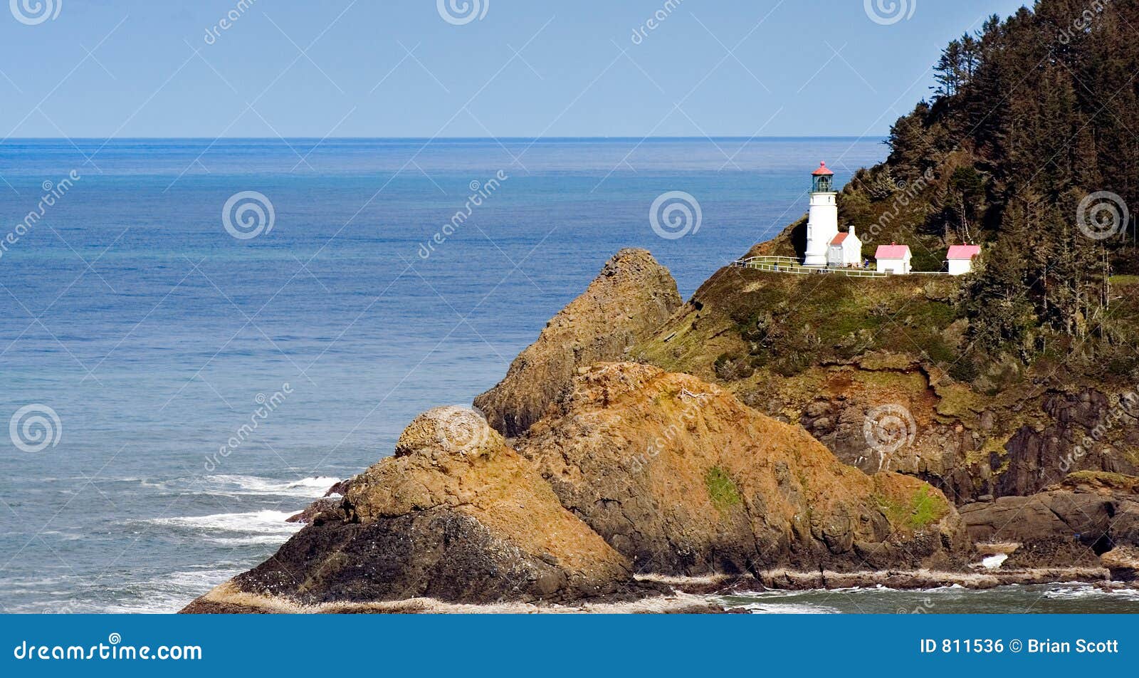 Heceta Head Lighthouse on Oregon Coast Stock Photo - Image of heceta ...
