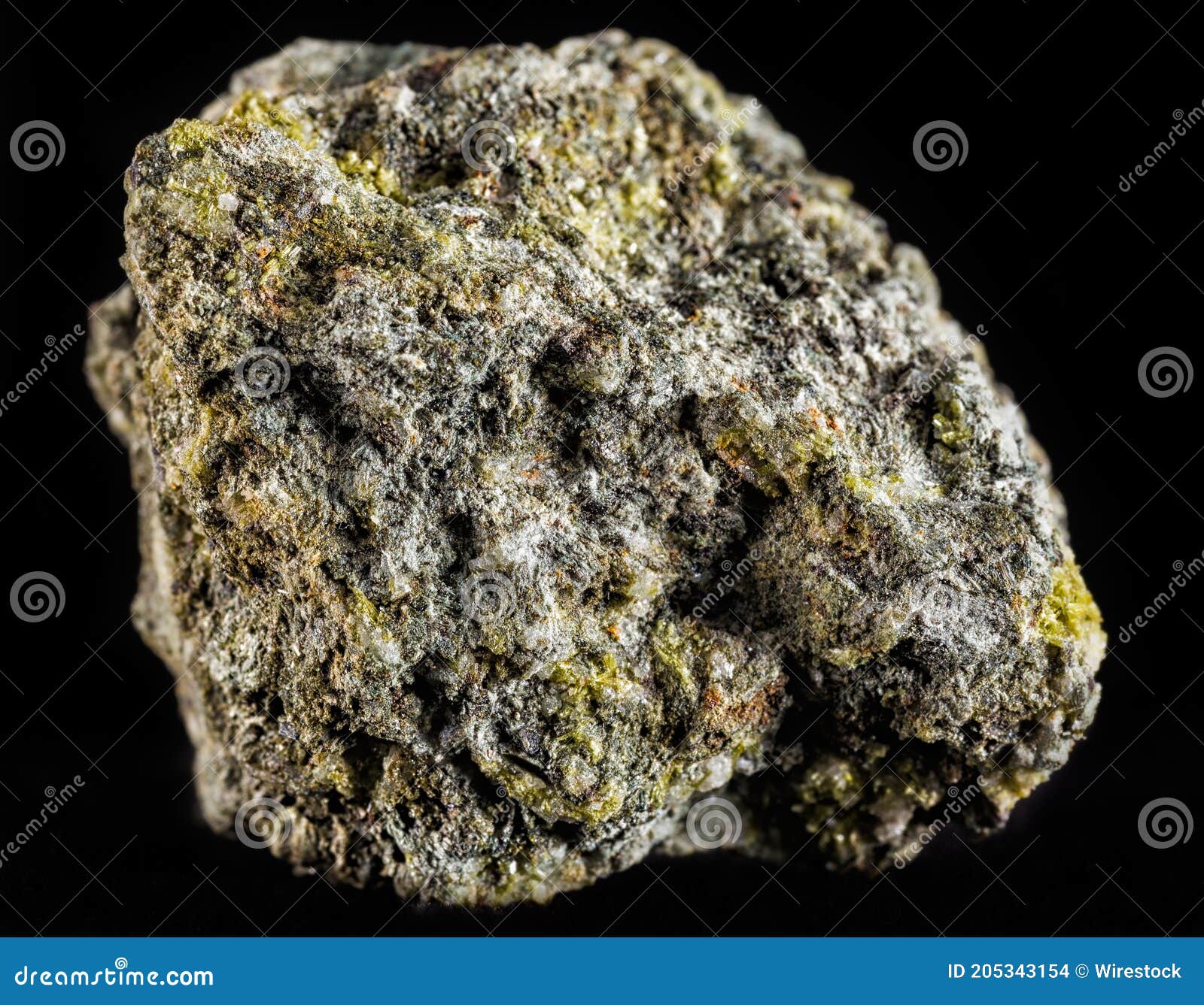 Hedenbergite Mineral Isolated on Black Background Stock Photo - Image ...