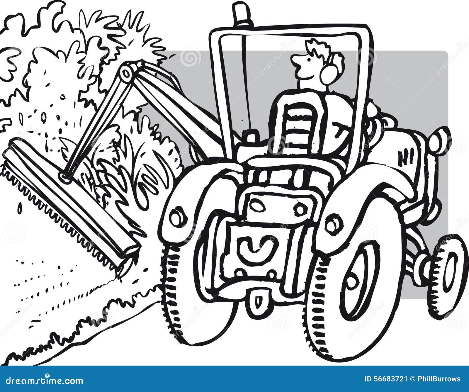 Hedge cutting stock vector. Illustration of tractor, wild - 56683721