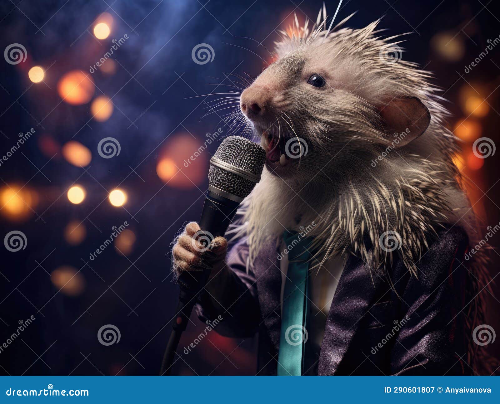 A Hedge Dressed in a Suit and Tie Singing into a Microphone. Stock ...