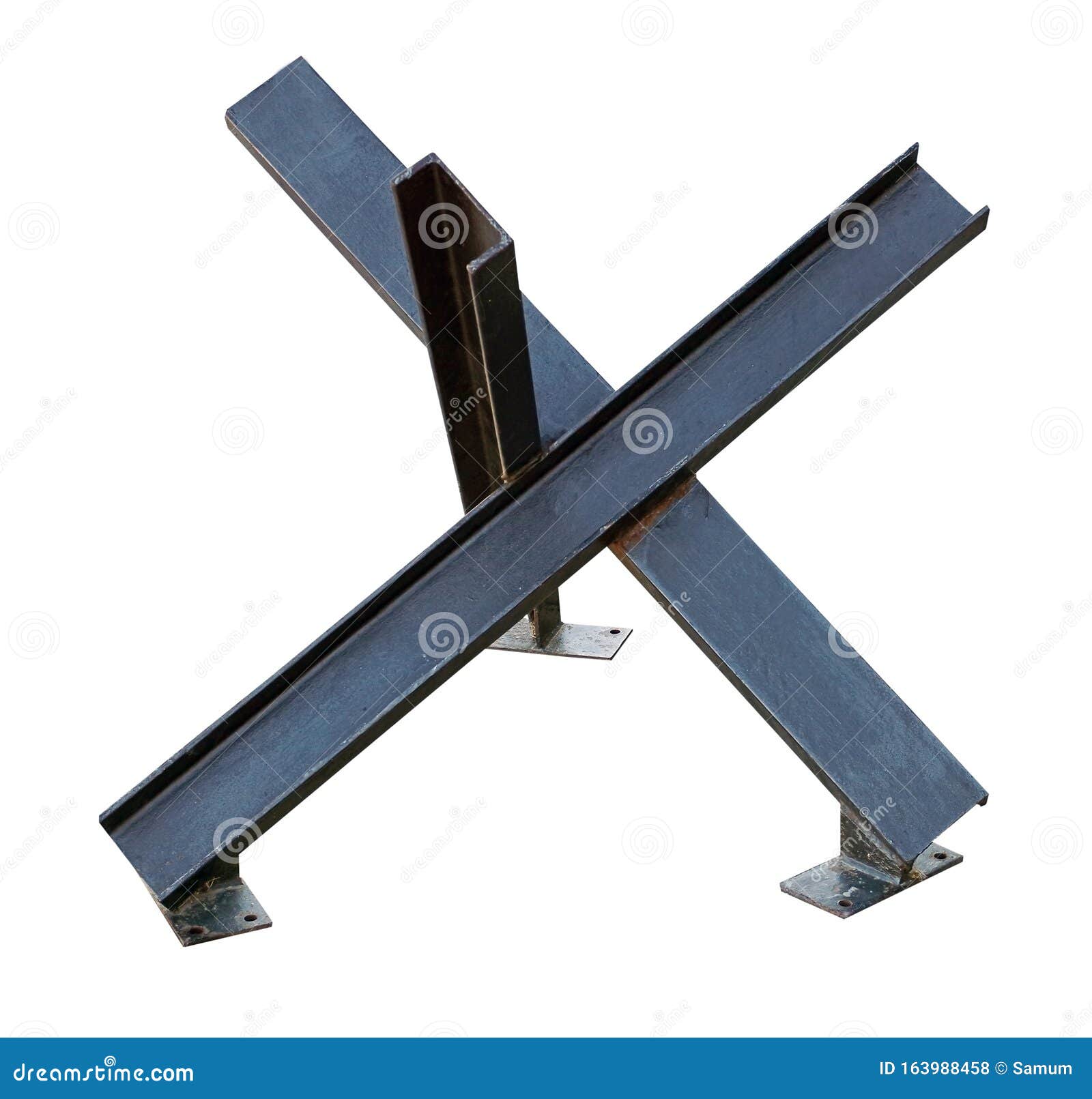 Hedgehog Antitank Defence on White Stock Photo - Image of steel ...