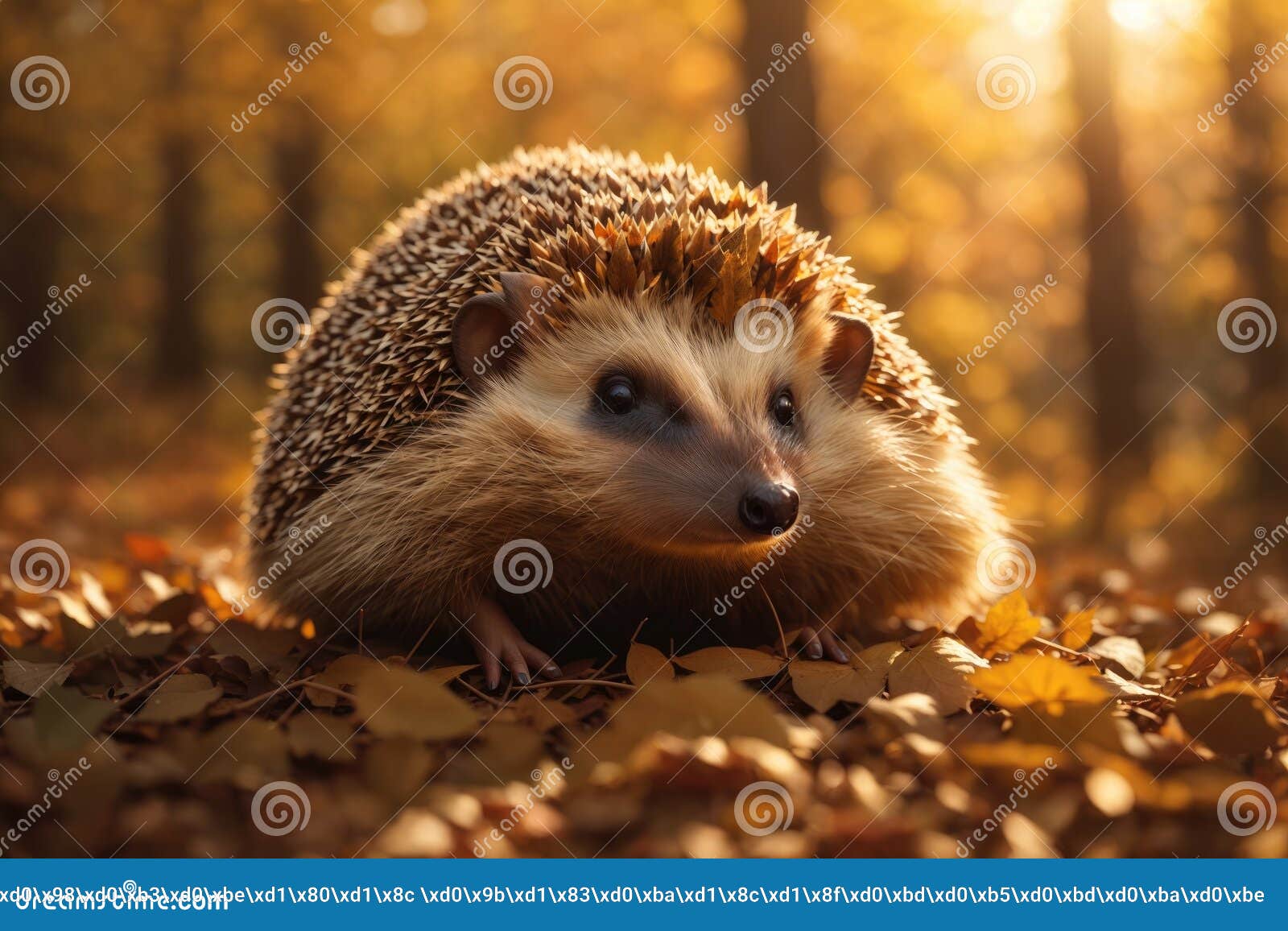 Hedgehog with Autumn Leaves. Ai Generative Stock Photo - Image of ...