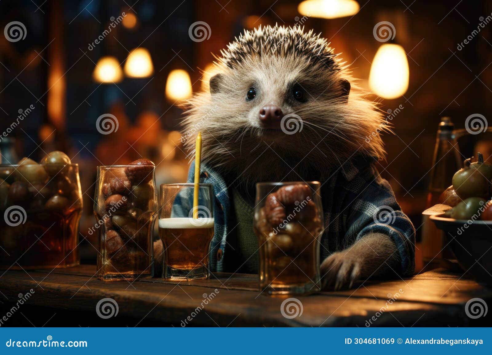 Hedgehog Bartender at Pub stock illustration. Illustration of bartender ...