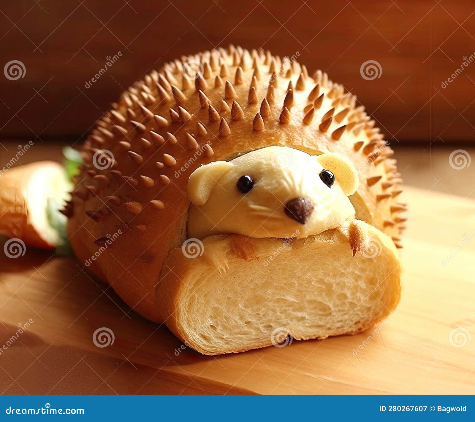Hedgehog Bread Generative AI Illustration Stock Image - Image of meat ...