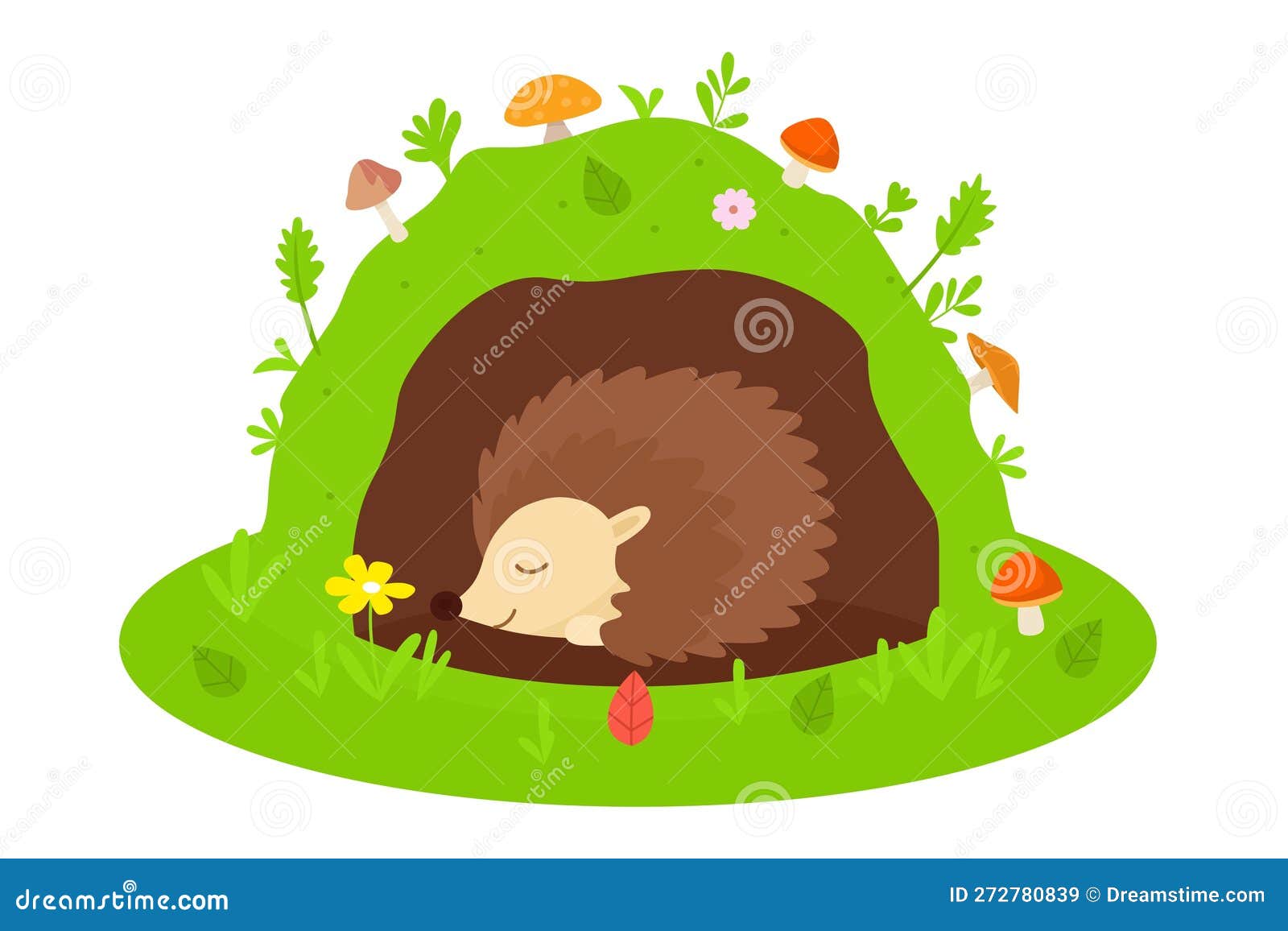 Hedgehog in the Burrow. Vector Cartoon Illustration Stock Vector ...