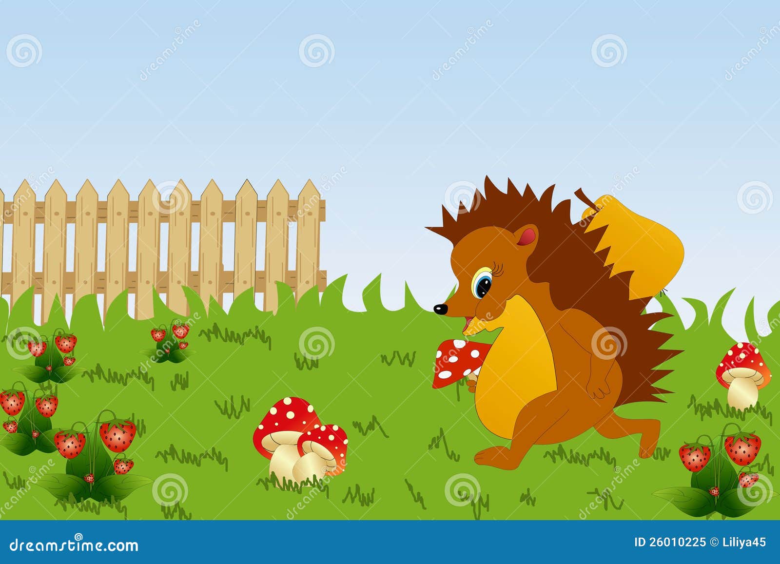 Hedgehog collect food. stock illustration. Illustration of isolated ...