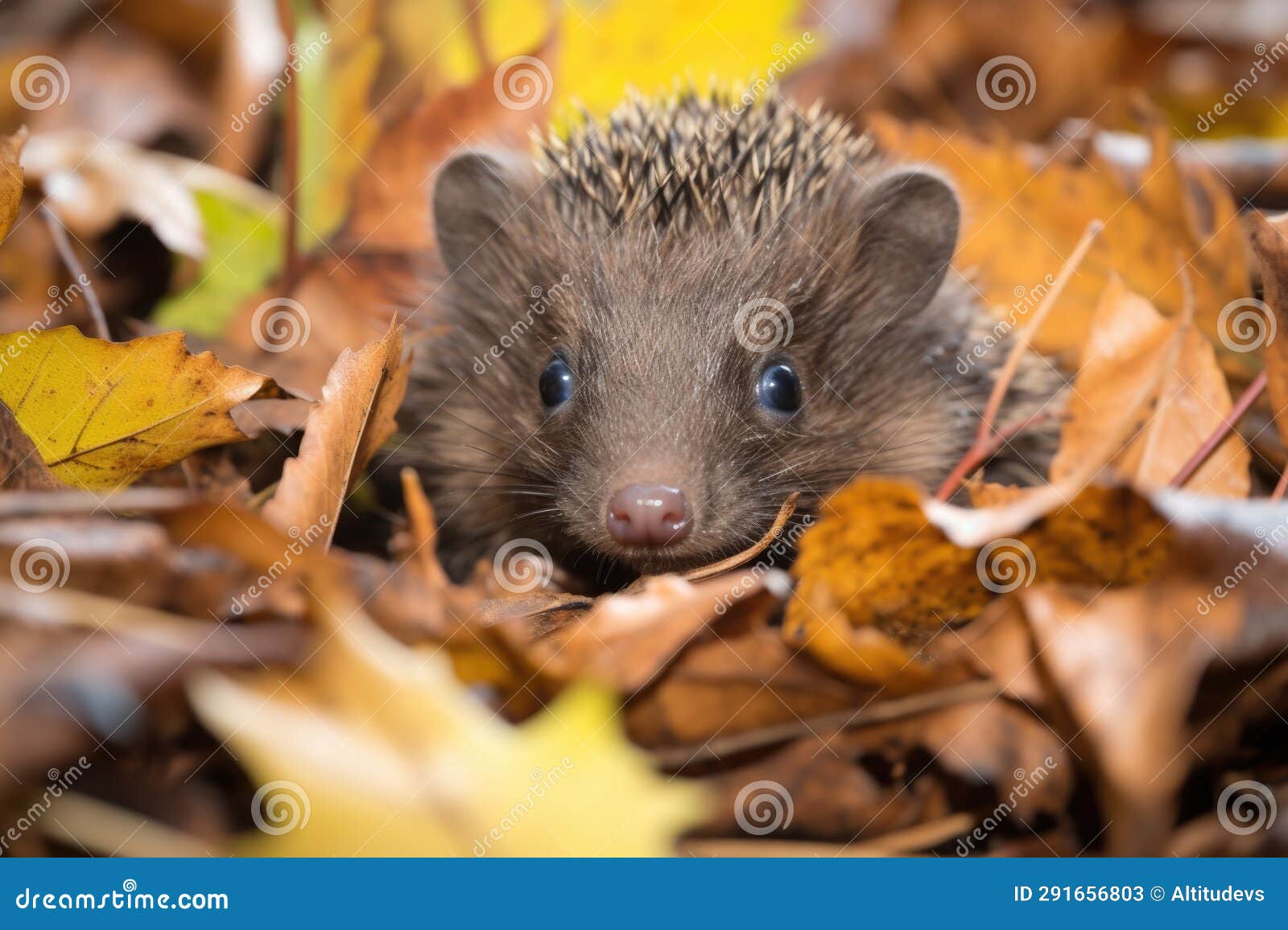 Hedgehog Curled Up in Deep Leaf Litter Stock Image - Image of nature ...