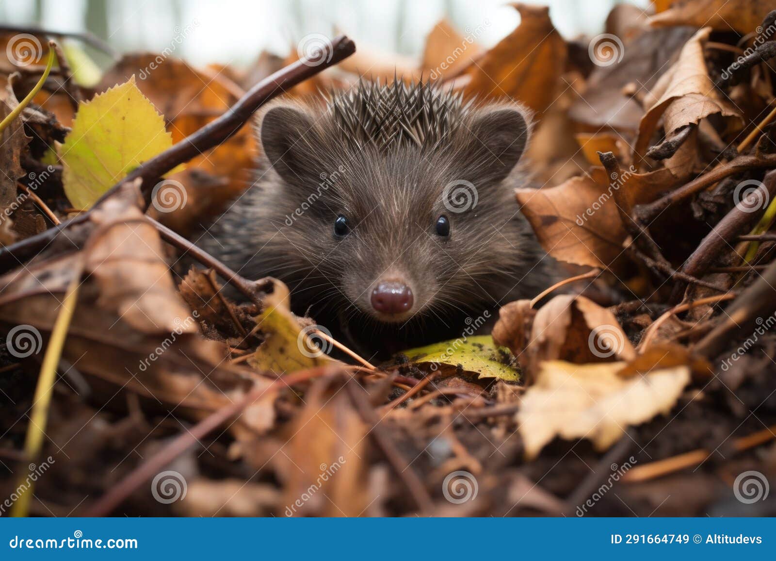 Hedgehog Curled Up in Deep Leaf Litter Stock Image - Image of hiding ...