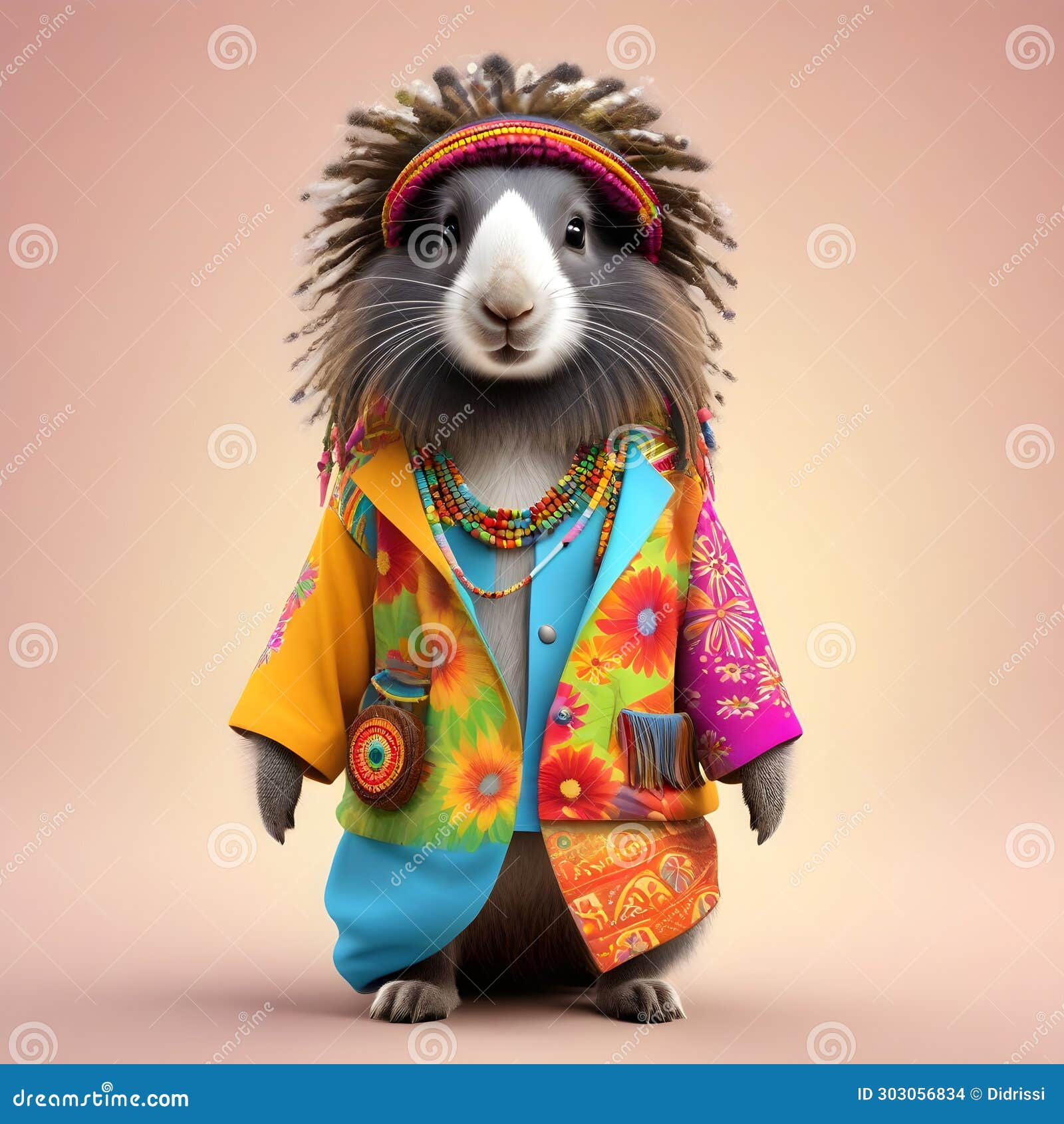 Hedgehog Dressed in Hippie Attire. the Idea of the Humanization of ...