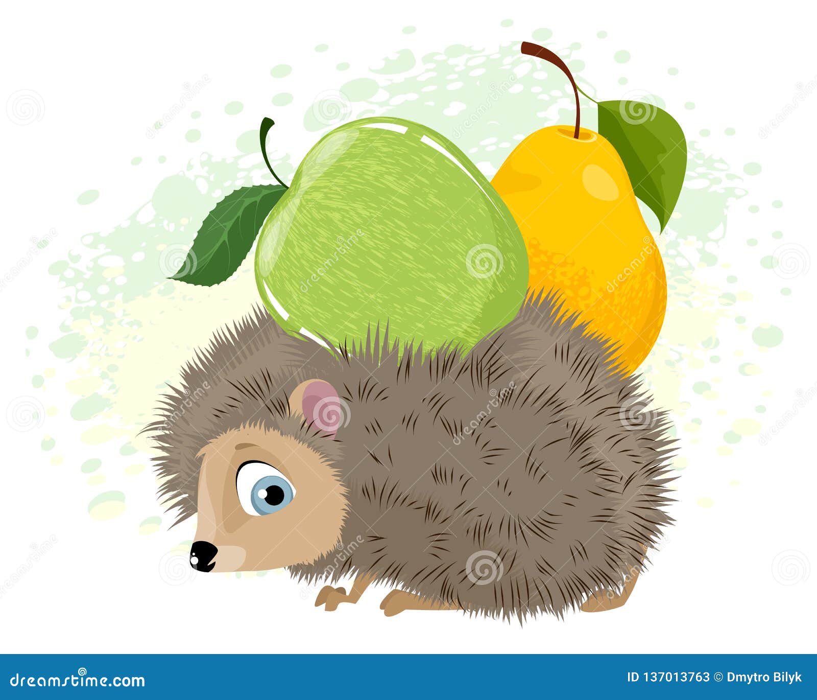Hedgehog with fruit stock vector. Illustration of cartoon - 137013763