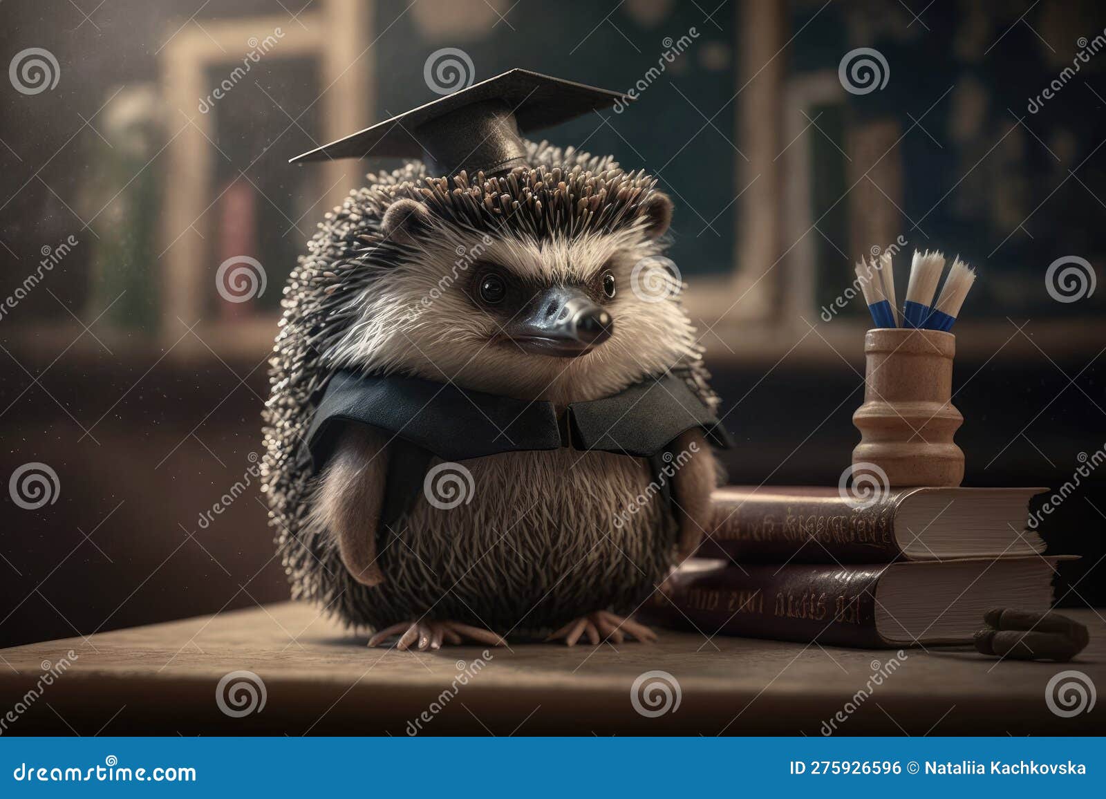 Hedgehog in a Graduation Gown Stock Illustration - Illustration of ...
