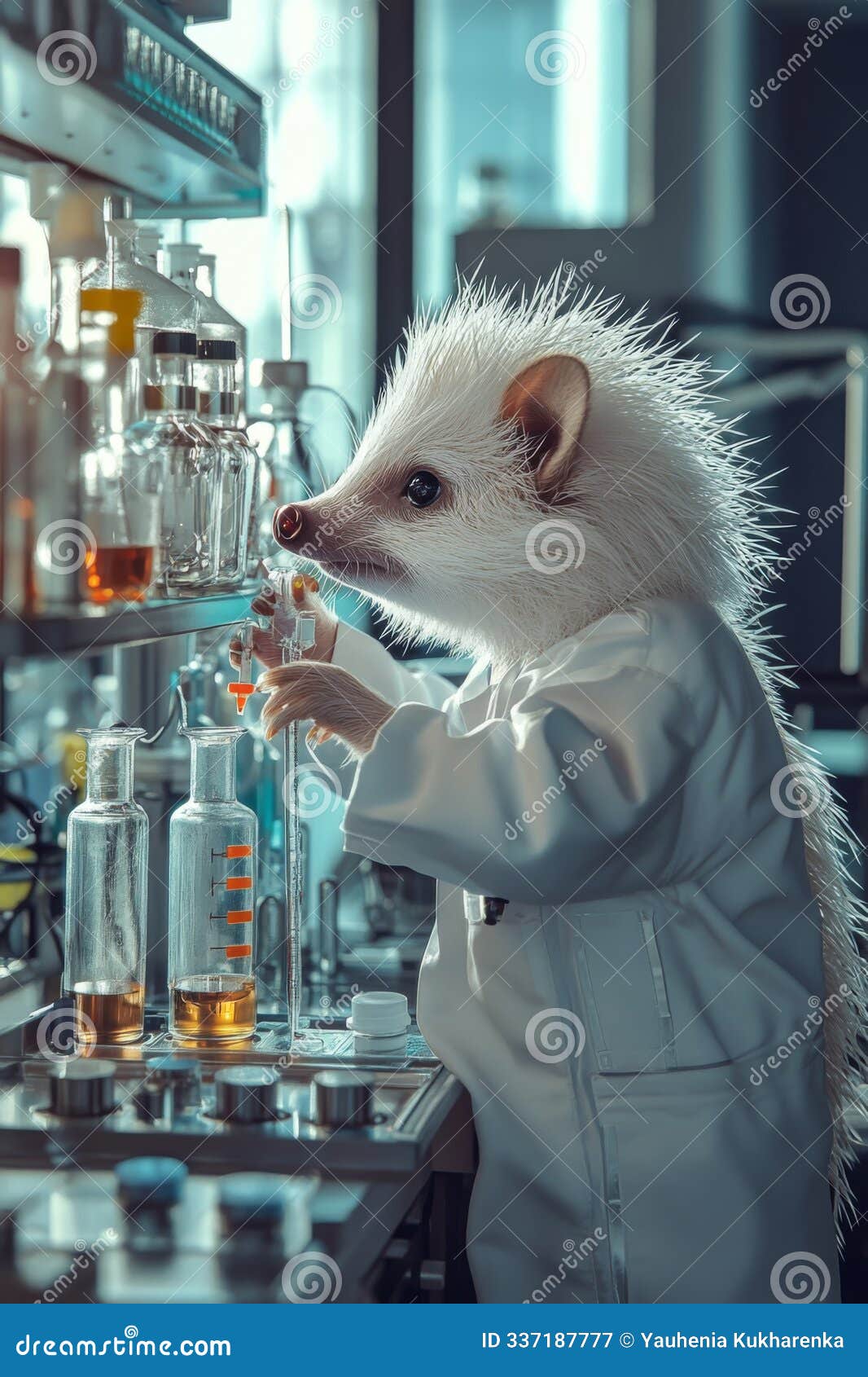 Hedgehog Scientist in Lab stock illustration. Illustration of ...
