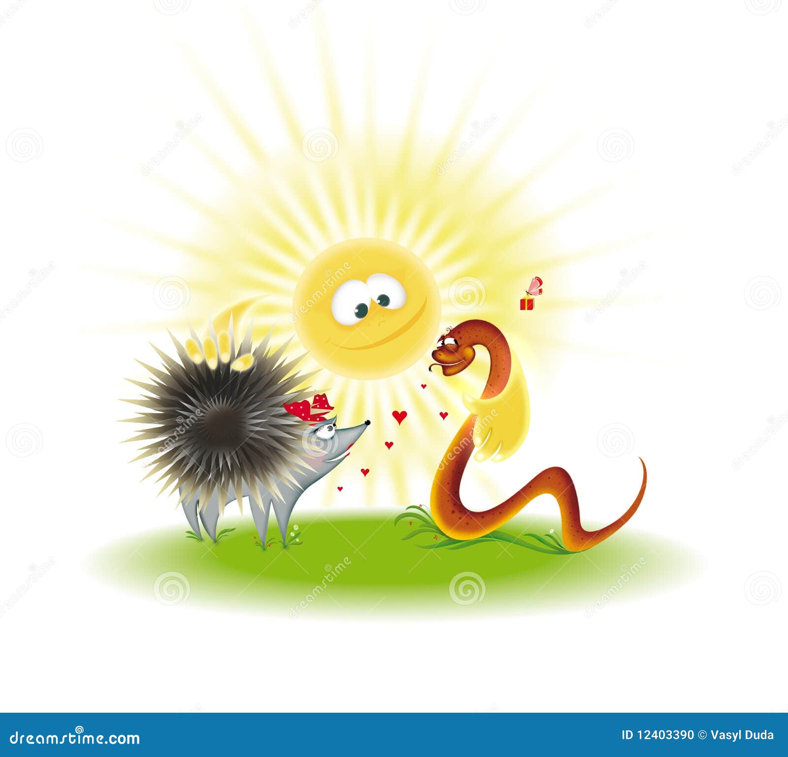 Hedgehog, Snake Under the Sun Stock Illustration - Illustration of ...