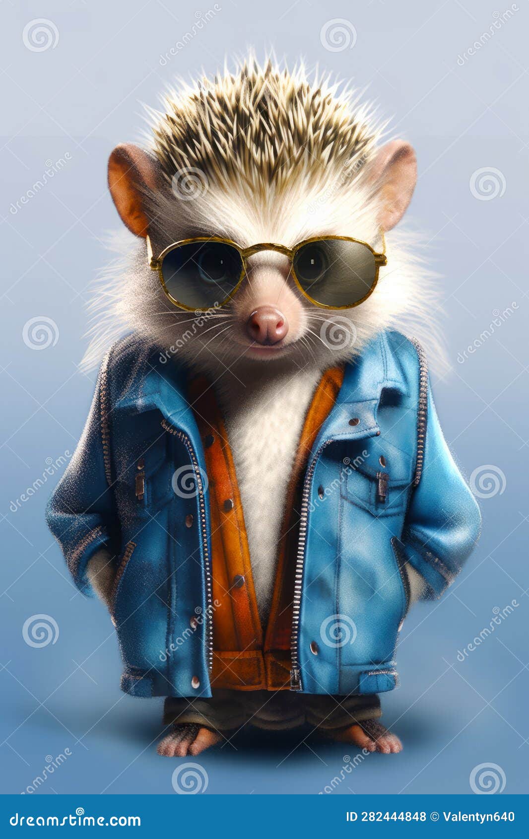 Hedgehog Wearing Sunglasses and Blue Jacket with Leather Jacket on ...
