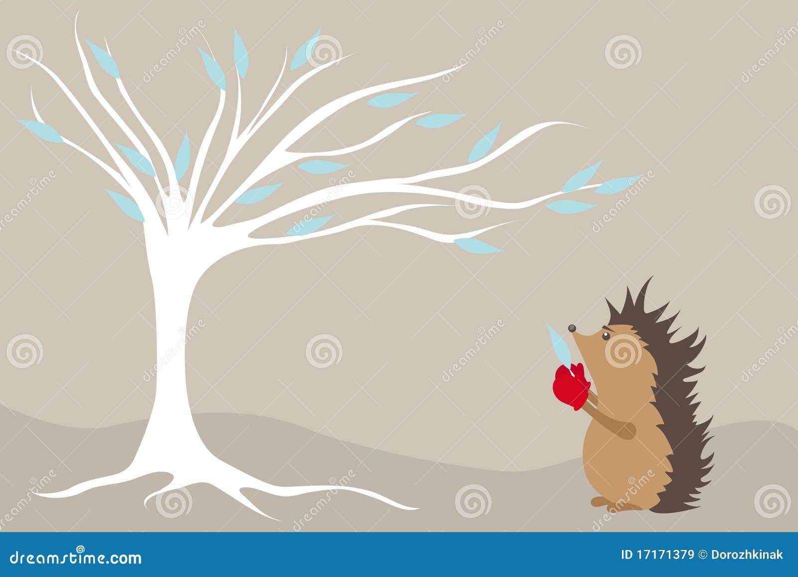 Hedgehog and winter stock vector. Illustration of leaf - 17171379