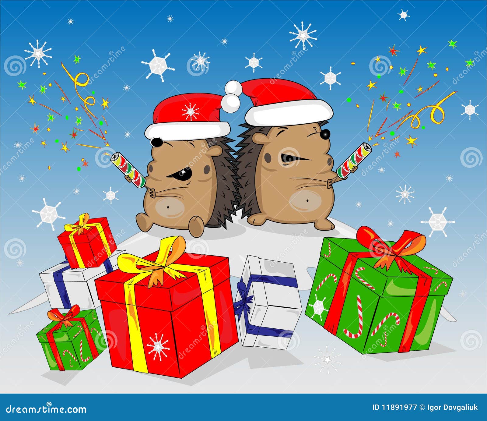 Hedgehogs and christmas stock vector. Illustration of christmas - 11891977