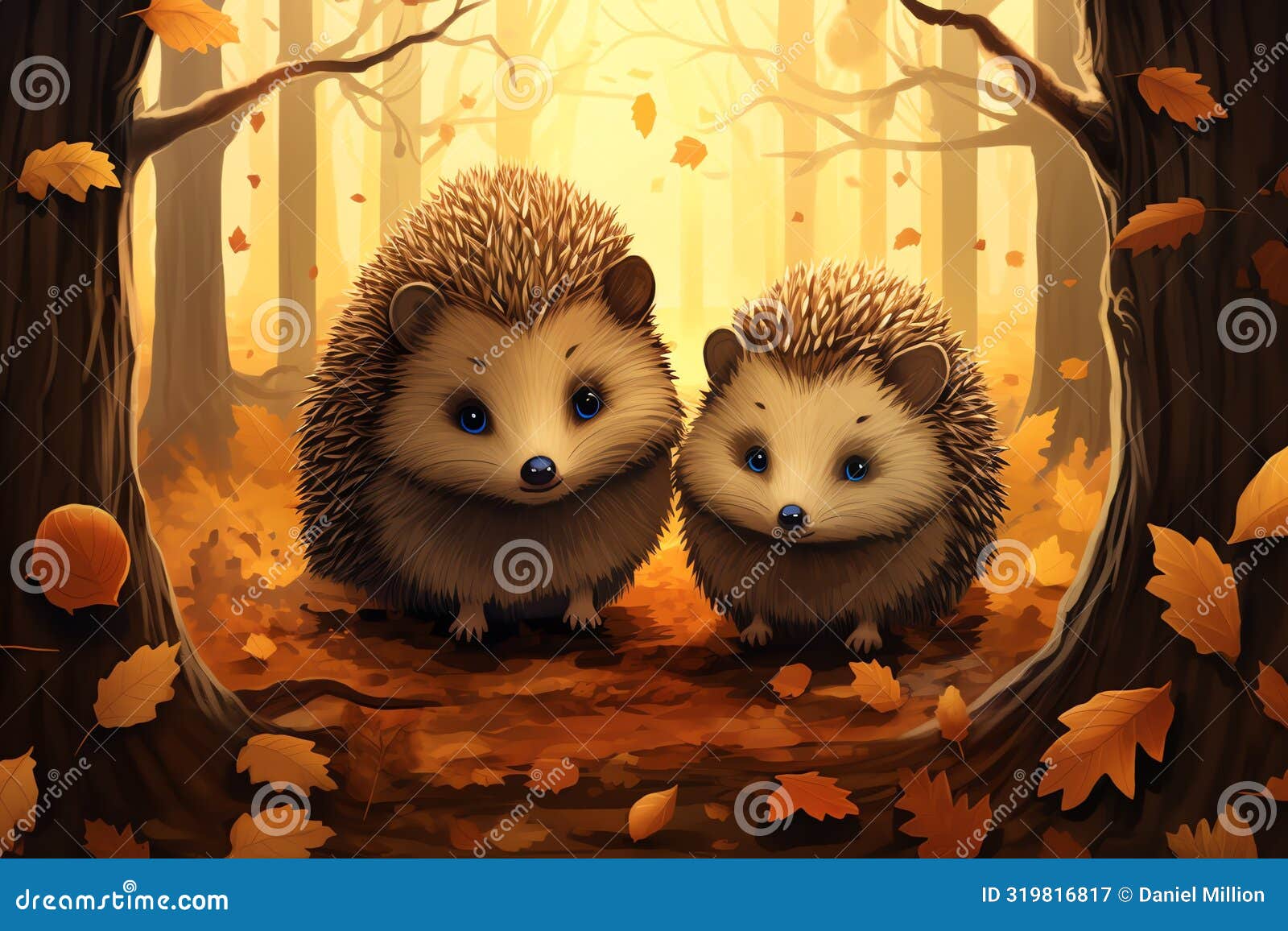 Hedgehogs Vector Fall Background Royalty-Free Stock Photo ...