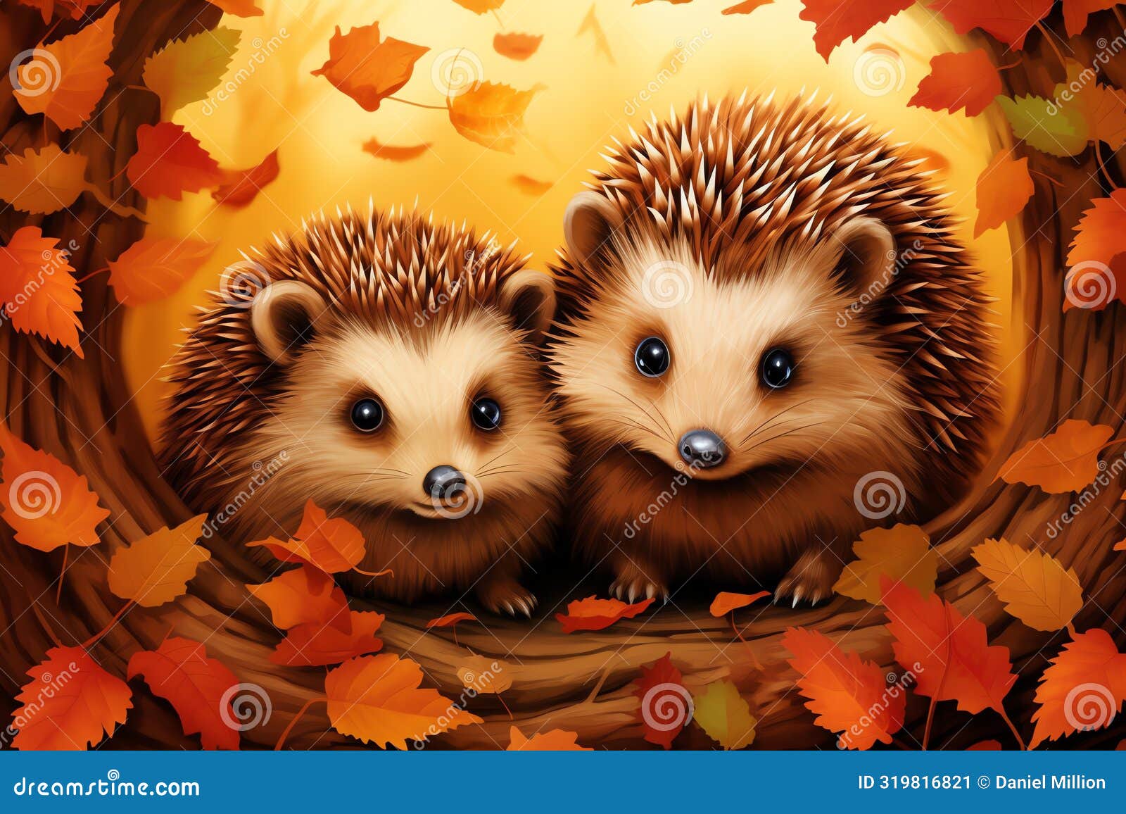 Hedgehogs Vector Fall Background Royalty-Free Stock Image ...