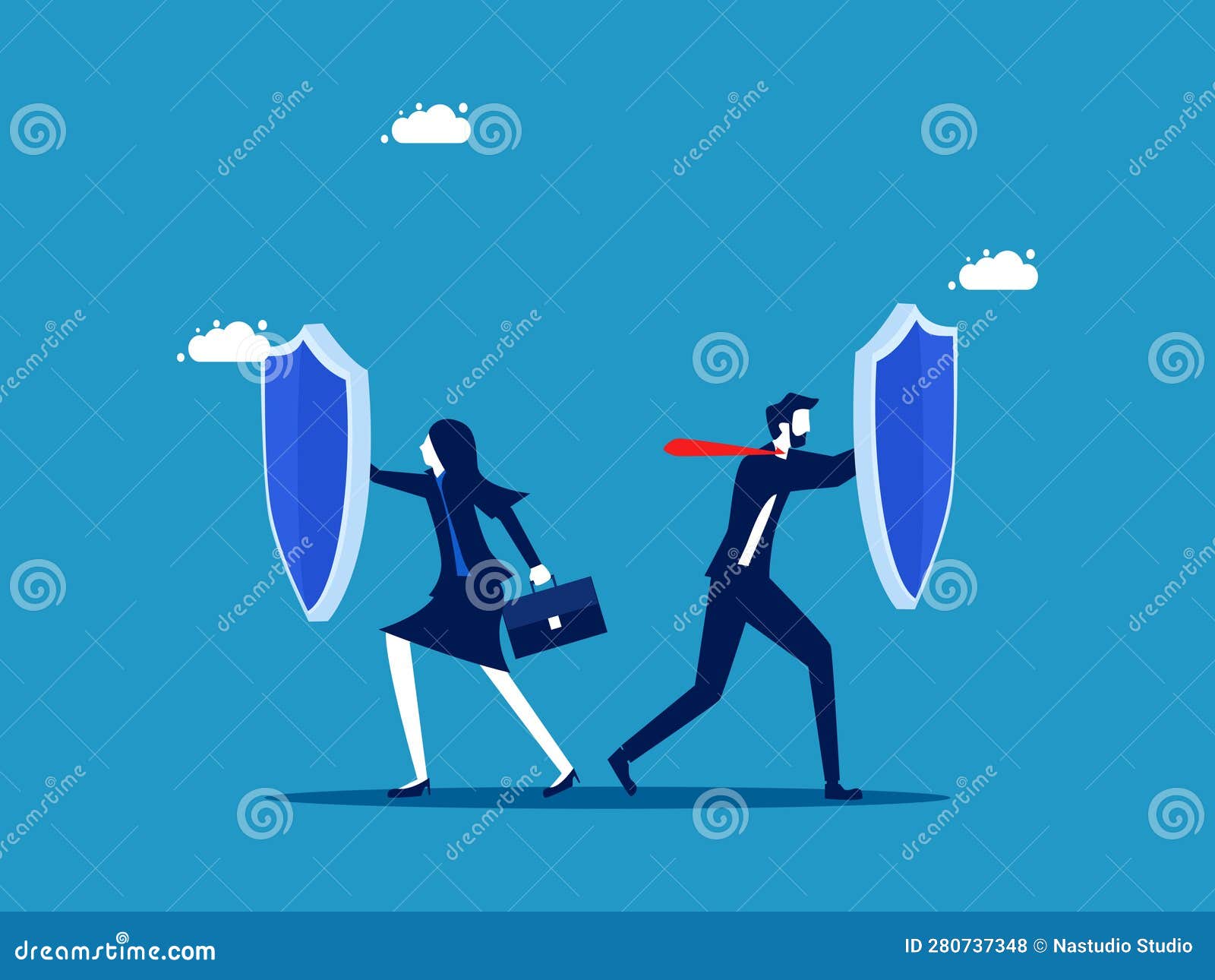 Hedging or Protection Against Threats. Business Team with Arrow Attack ...