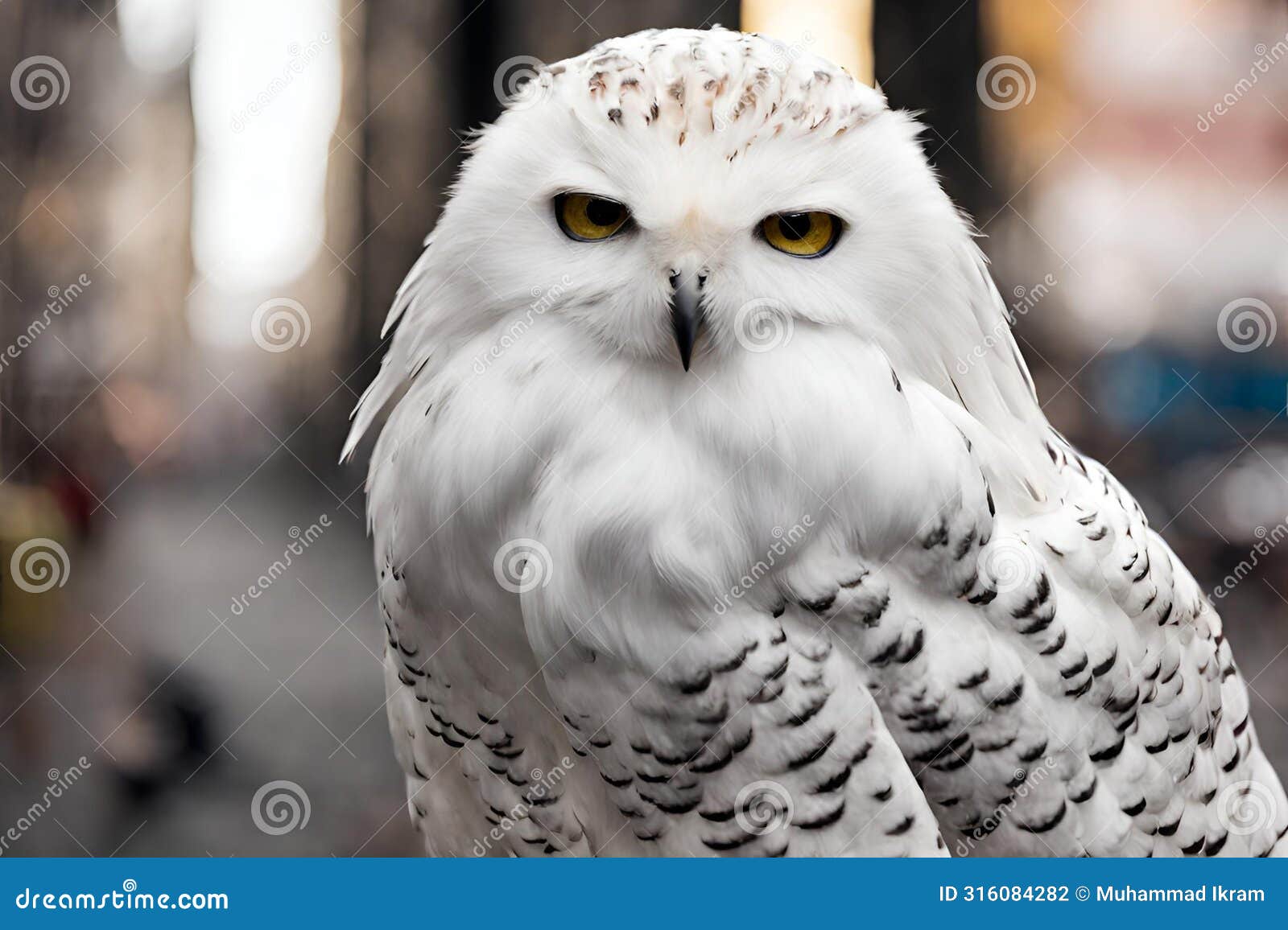 Beautiful Snowy Owl, Hedwig, Perched Majestically on a Branch Stock ...