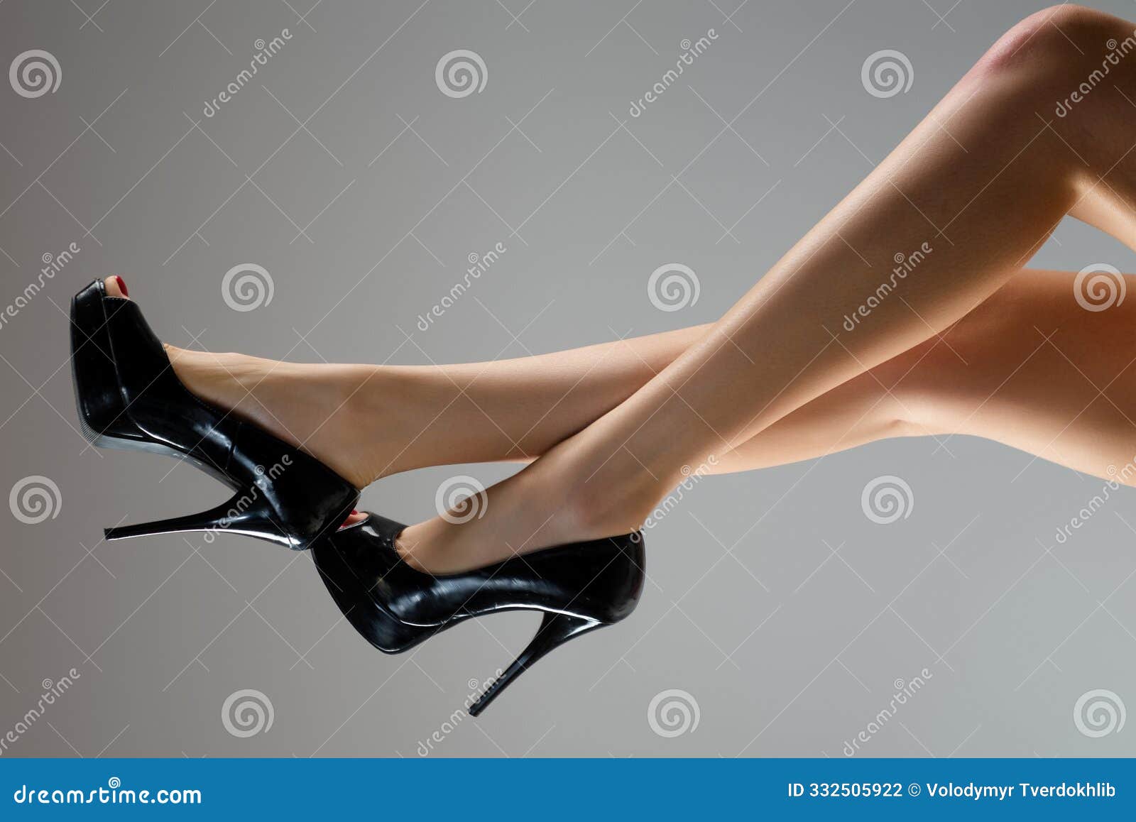 Heels Concept Legs Of Beautiful Woman Wearing High Heels Black Heel
