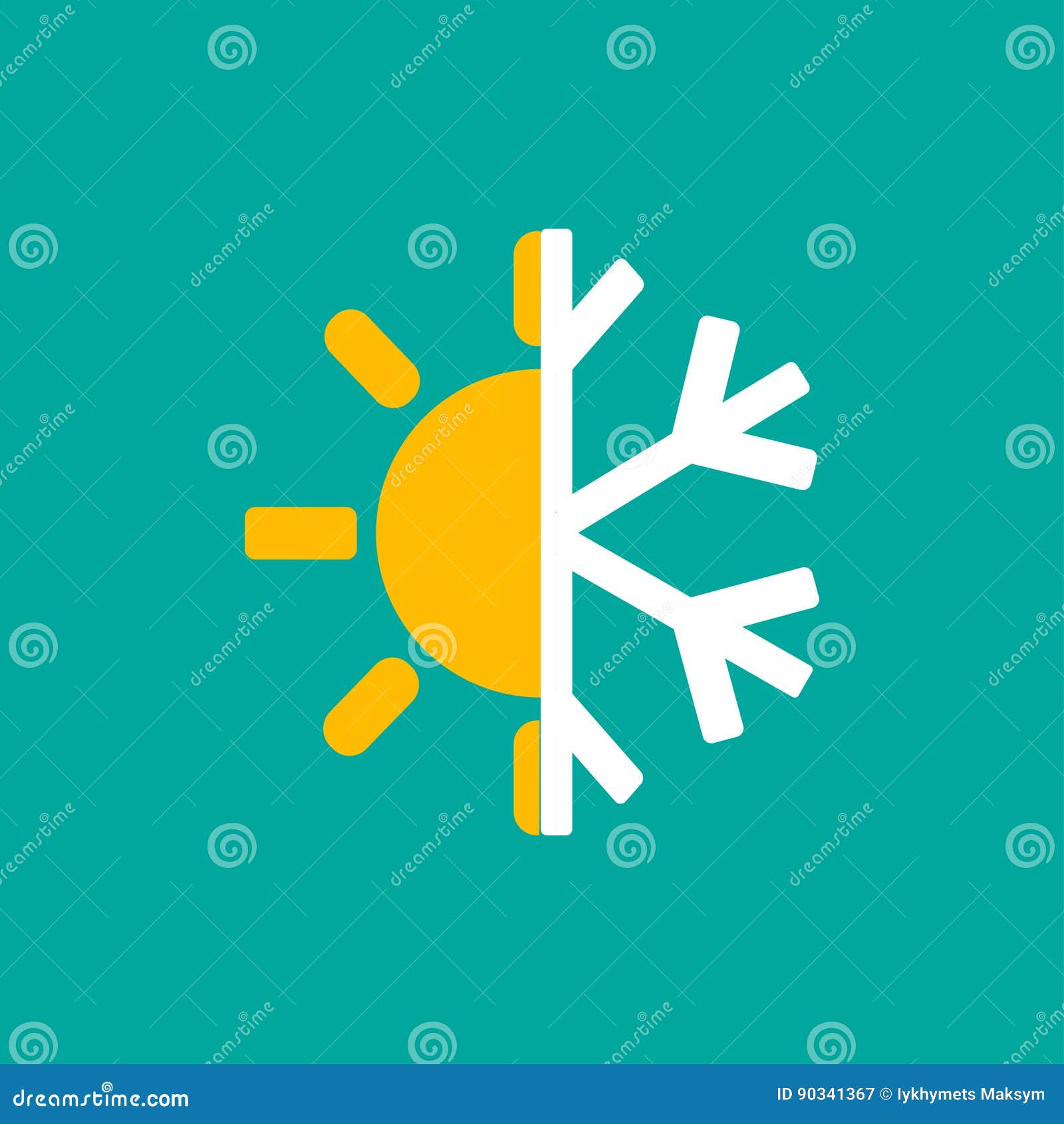Heet En Koud Symbool Zon En Sneeuwvlok Vector Illustratie ...