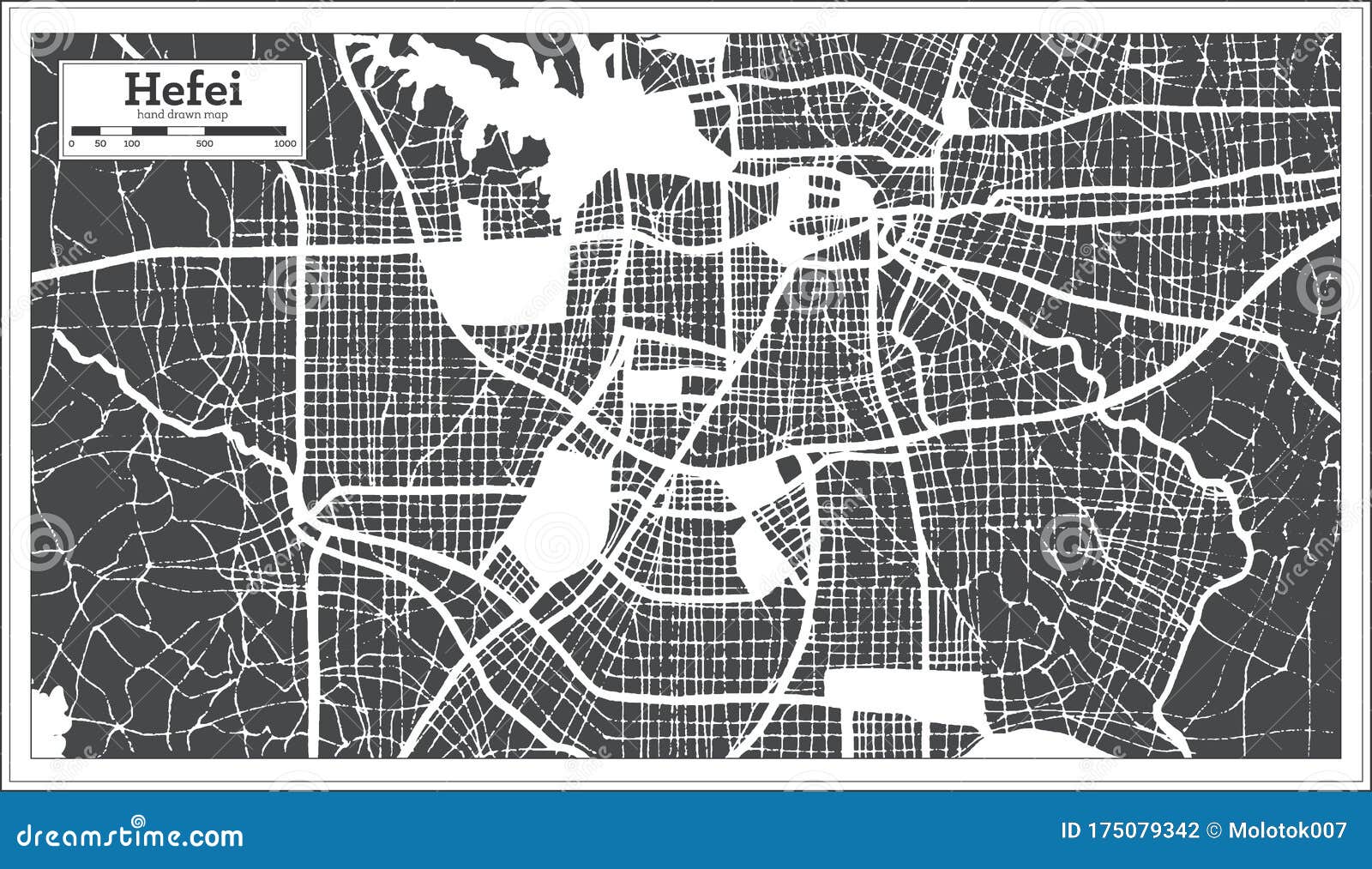 Hefei China City Map in Retro Style. Outline Map Stock Vector ...