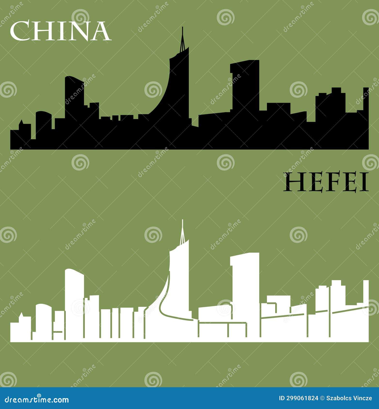 Hefei China City Map In Retro Style. Outline Map Vector Illustration ...