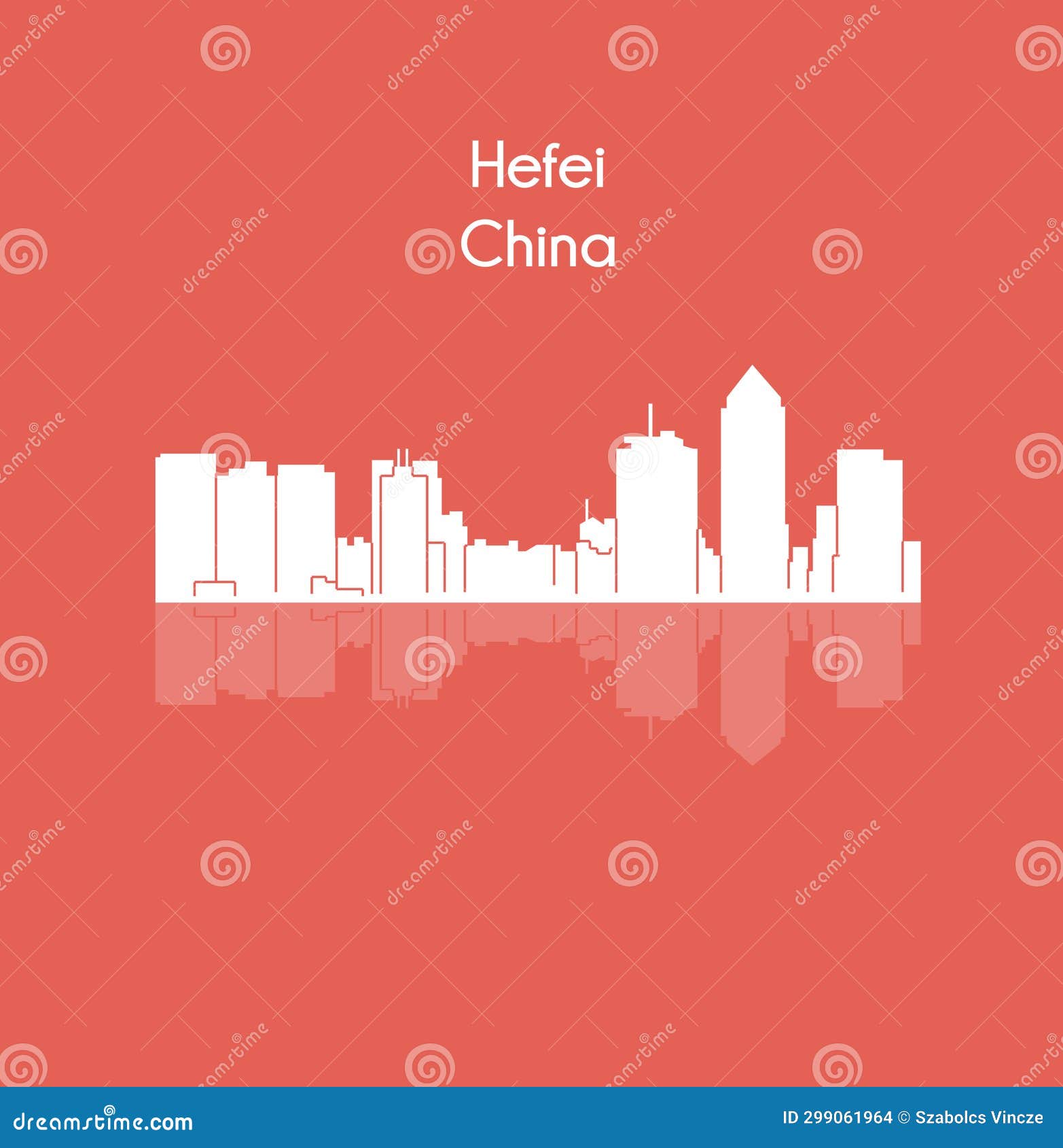 Hefei, China City Silhouette Cartoon Vector | CartoonDealer.com #299061961