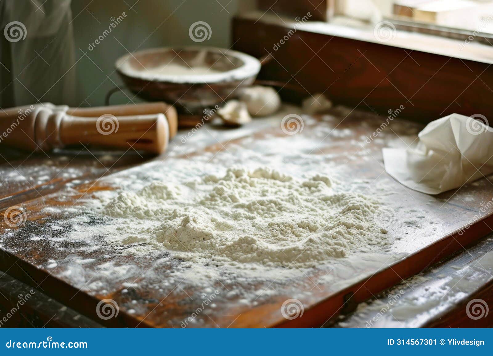 Hefty Bakery Flour Table Rustic. Generate Ai Royalty-Free Stock Photo ...