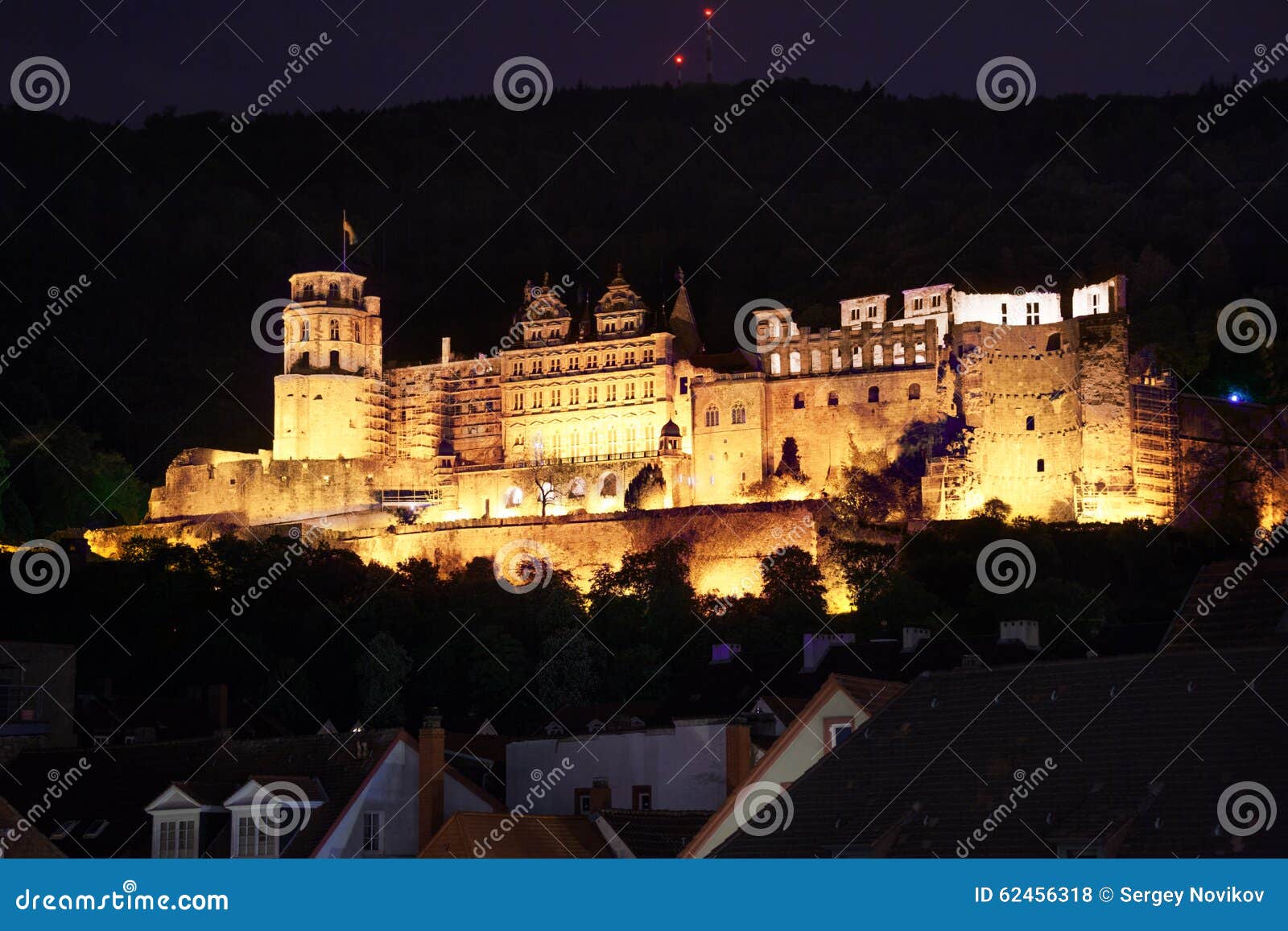 Heidelberg Castle during Night Time View on Hill Stock Photo - Image of ...