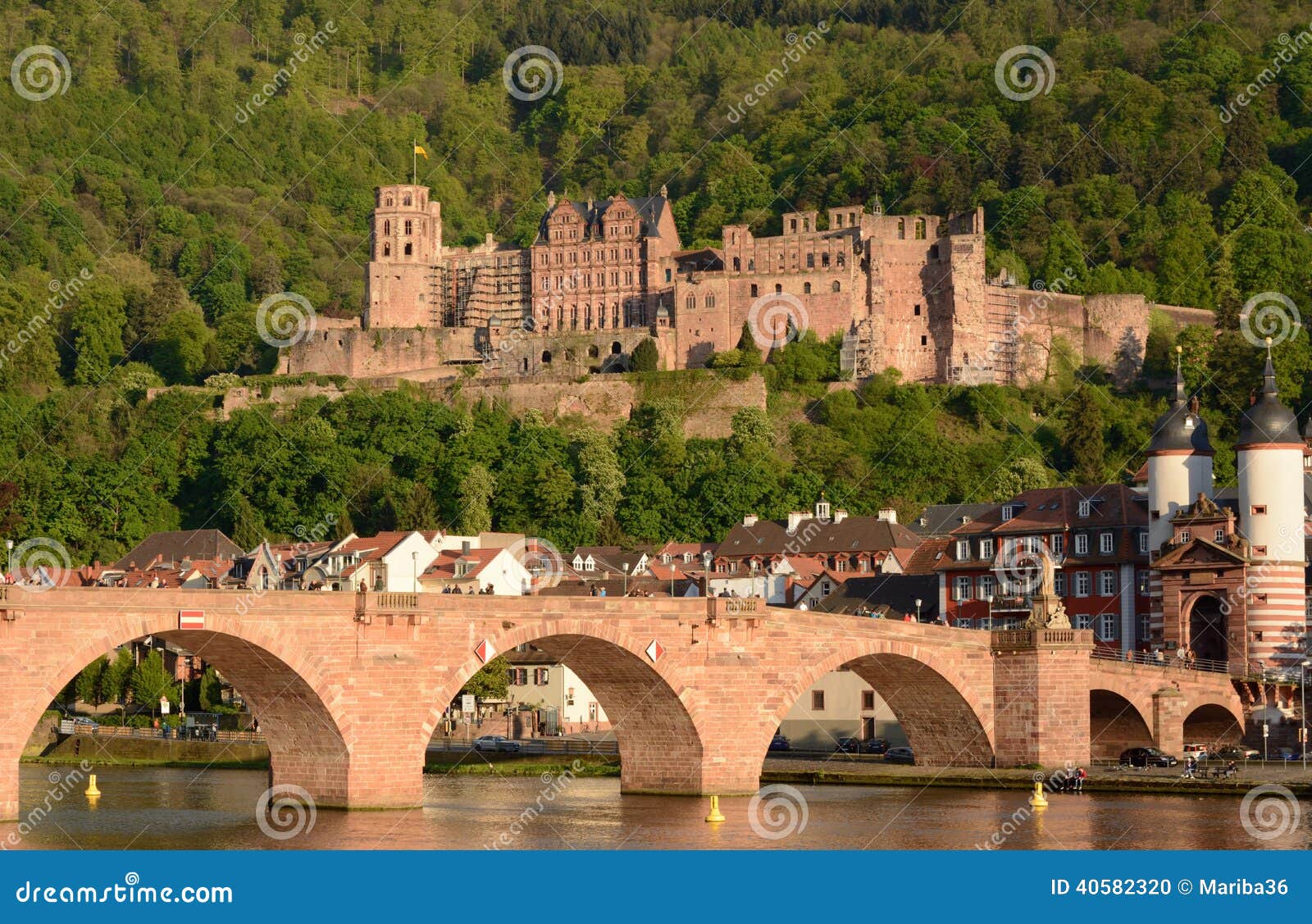 Heidelberg Castle and Old Bridge in Springtime Stock Photo - Image of ...