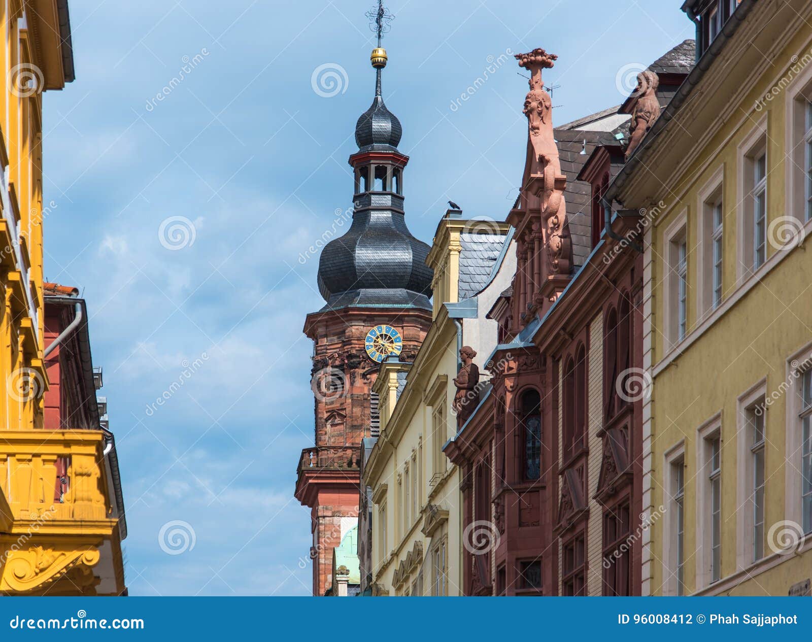 Heidelberg Old Town Clock Tower in Sunny Day Stock Photo - Image of ...