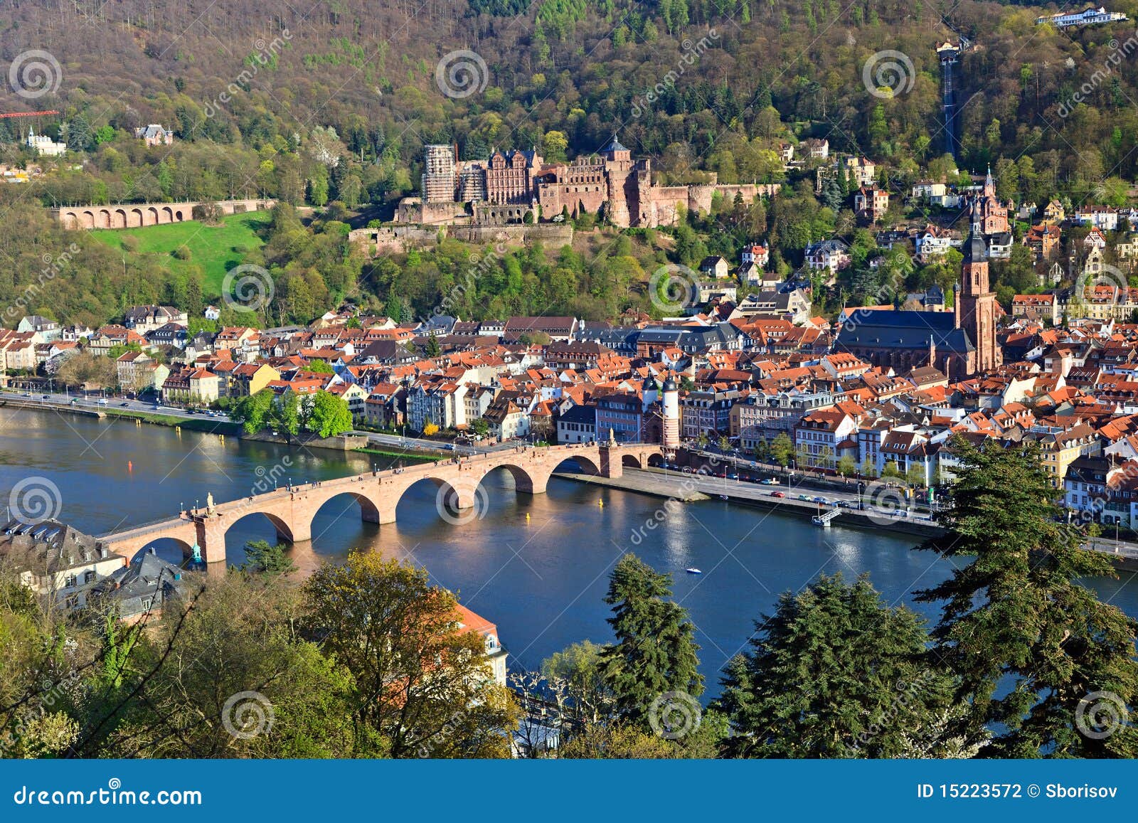 Heidelberg at spring stock photo. Image of monument, hill - 15223572