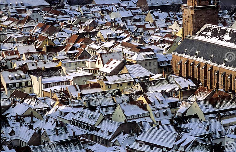 Heidelberg under Snow stock image. Image of romantic, birdsview - 1173381