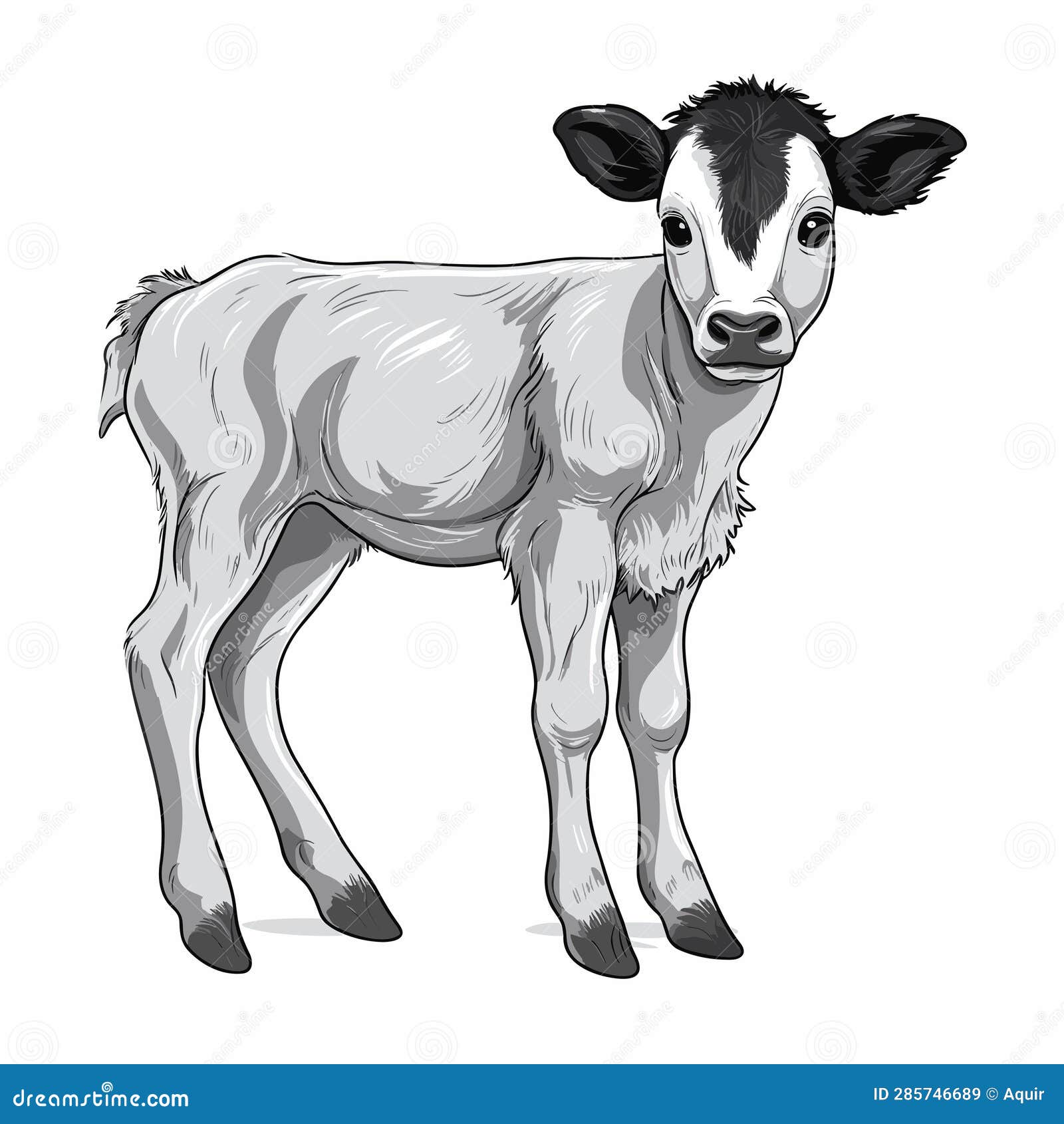 Heifer Hand-drawn Illustration. Heifer. Vector Doodle Style Cartoon ...
