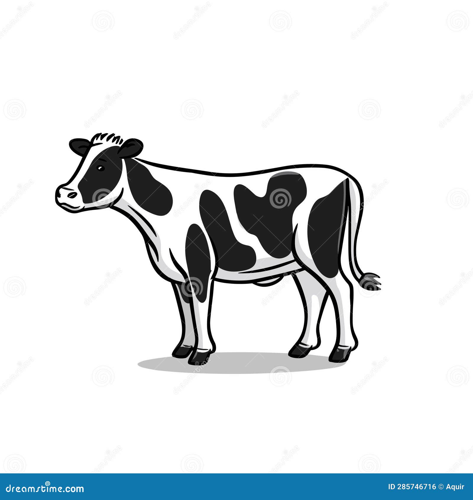 Heifer Hand-drawn Illustration. Heifer. Vector Doodle Style Cartoon ...