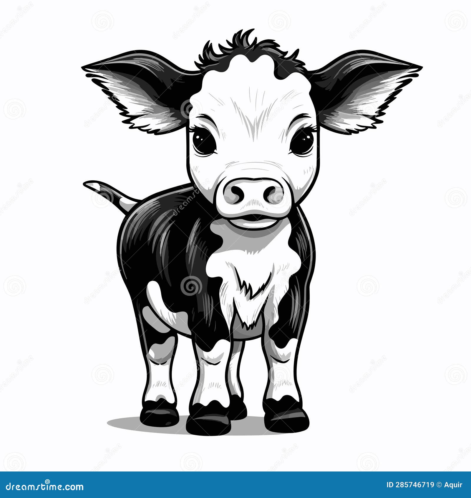 Heifer Hand-drawn Illustration. Heifer. Vector Doodle Style Cartoon ...