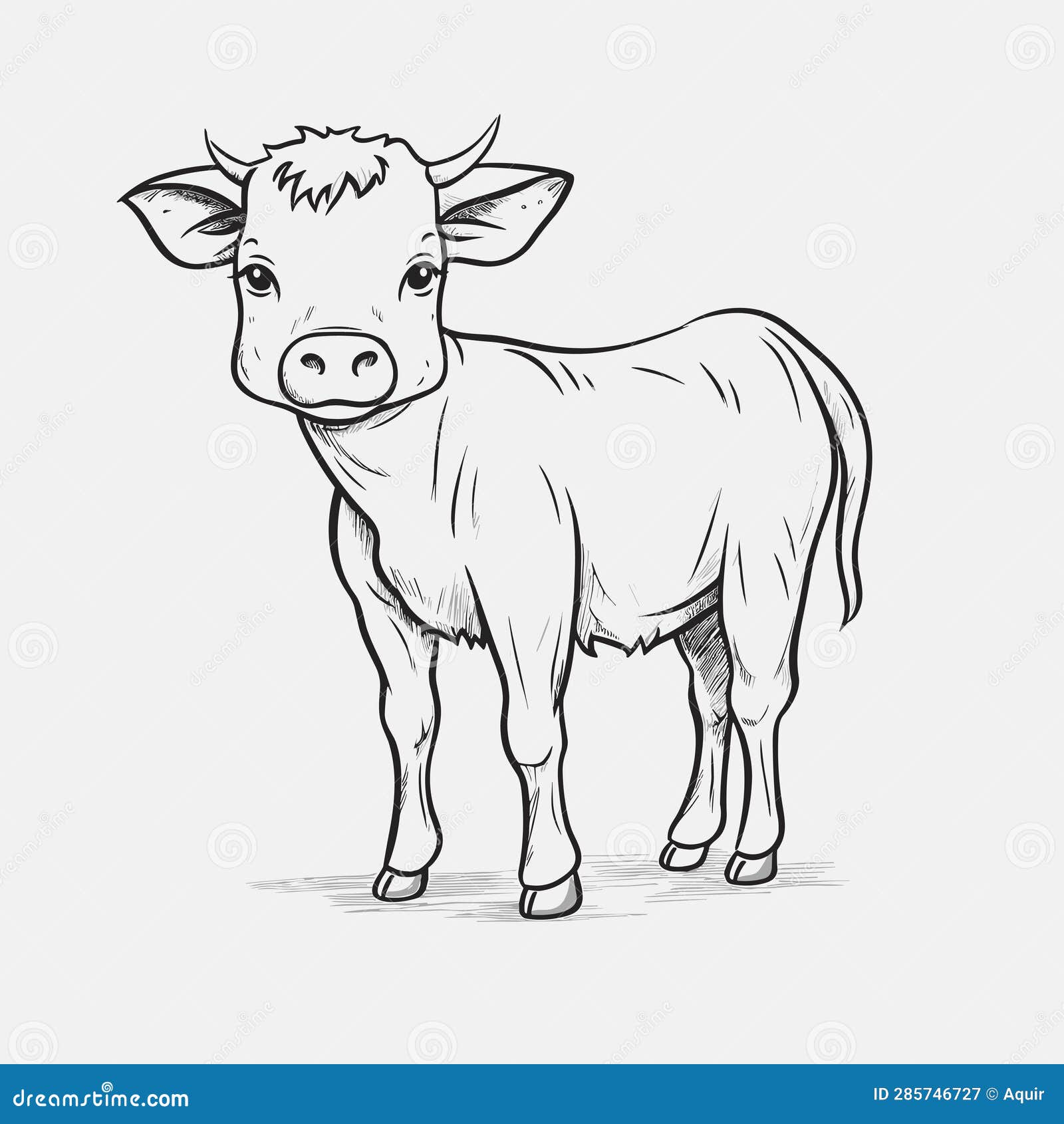 Heifer Hand-drawn Illustration. Heifer. Vector Doodle Style Cartoon ...