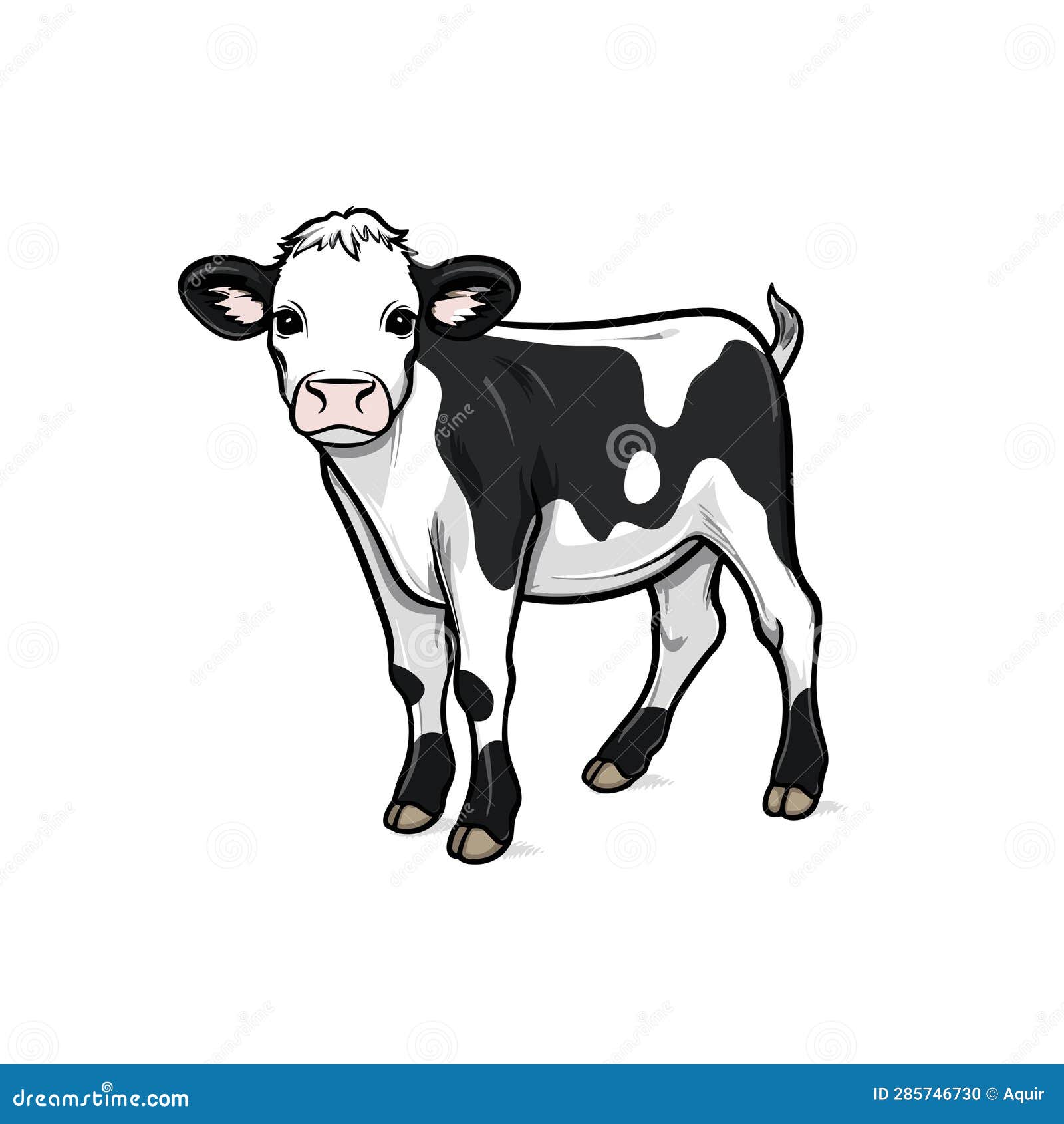 Heifer Hand-drawn Illustration. Heifer. Vector Doodle Style Cartoon ...