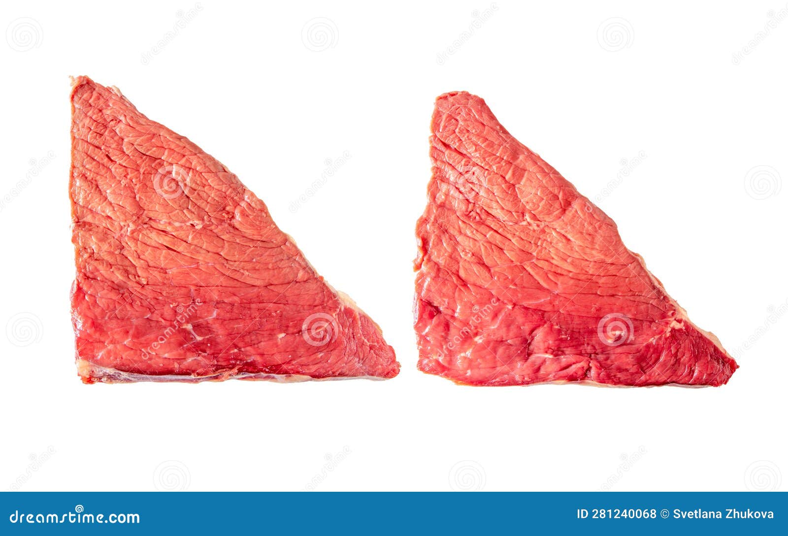 Heifer Raw Red Meat Tri-tip Steaks Isolated on White. Transparent Png ...