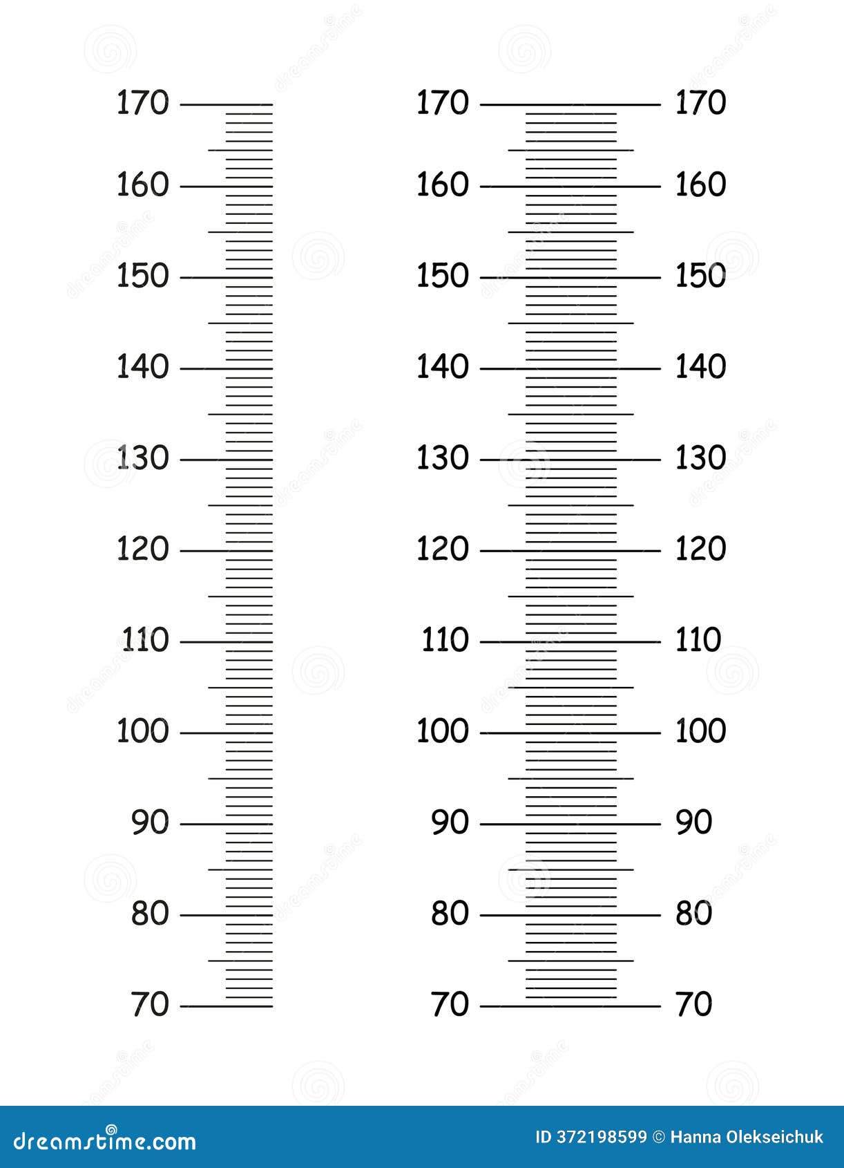 Height Chart From 70 To 170 Centimeters. Set Of Mockups For Wall Growth ...