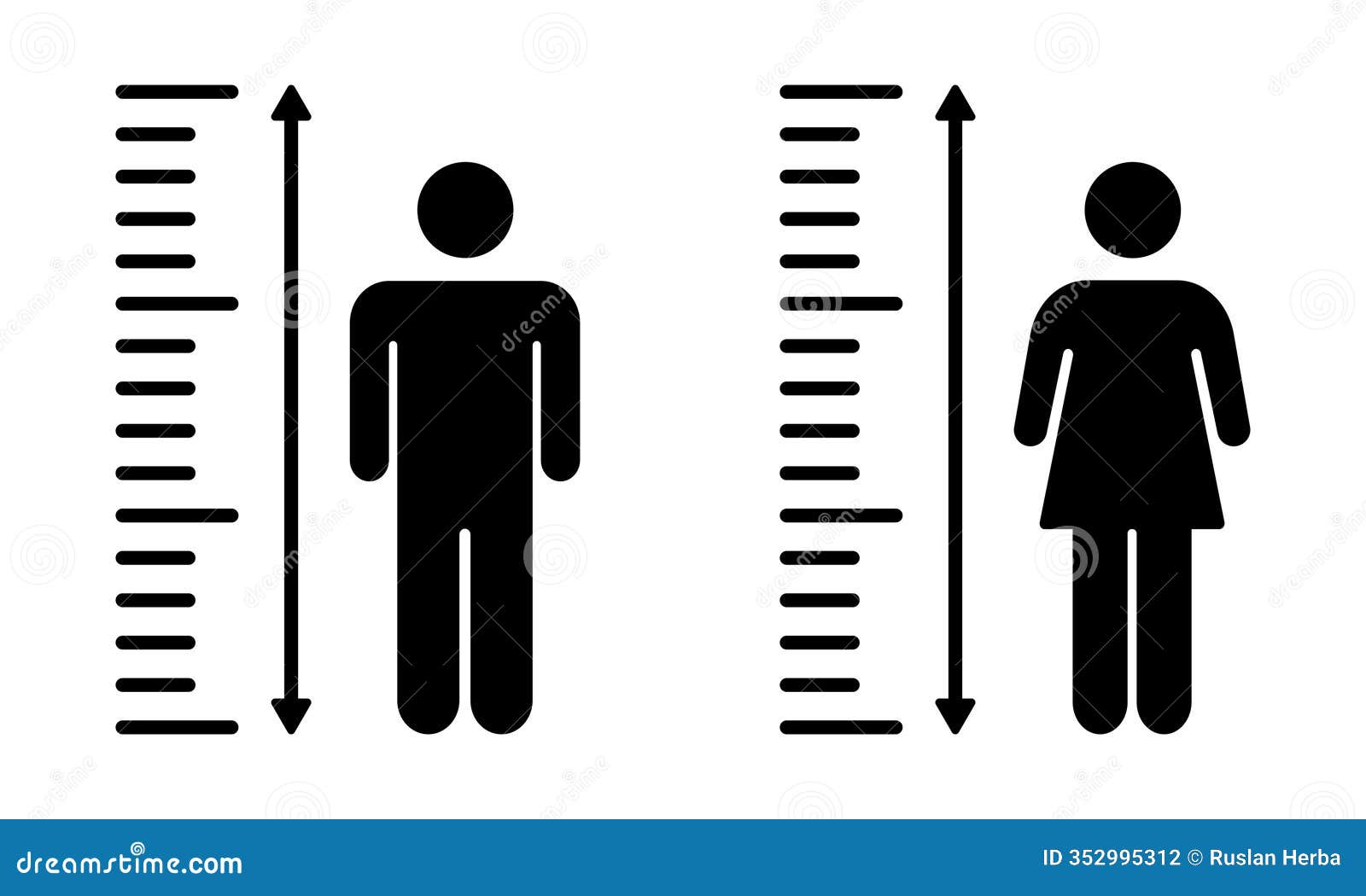 Height Man Vector Icon. Scale Tall Human. Size Person Stock ...